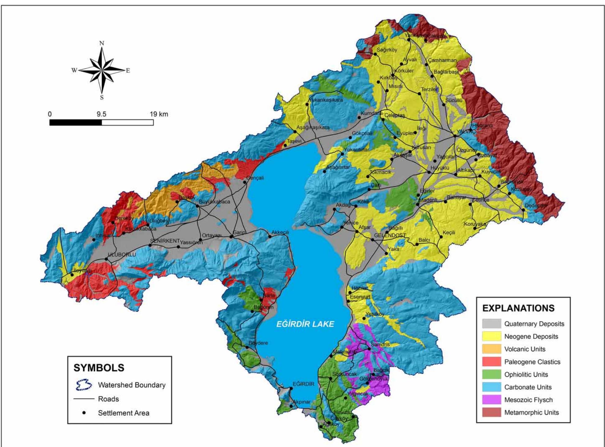 | geological map of the lake basin. frequent supra-tidal