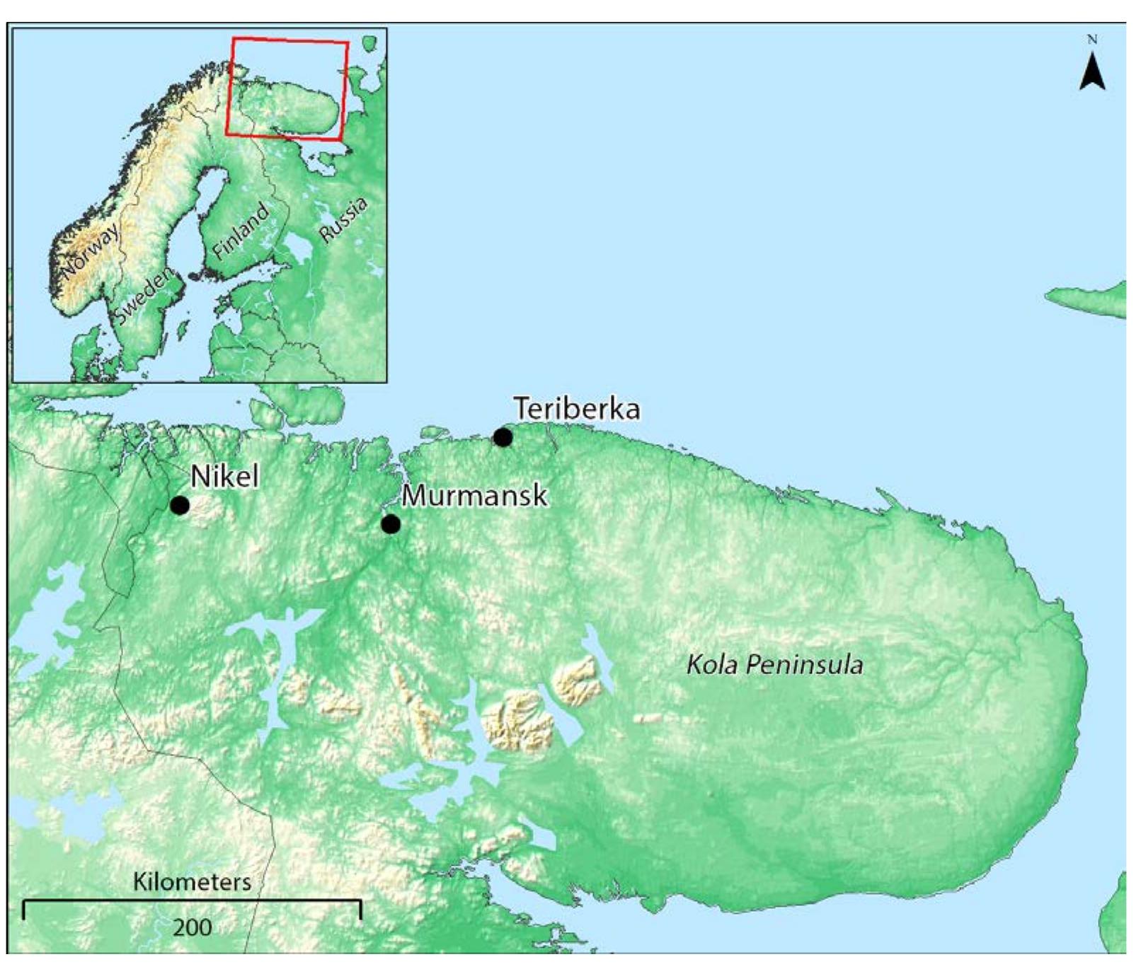 Map of kola peninsula, northwest russia (map by johan