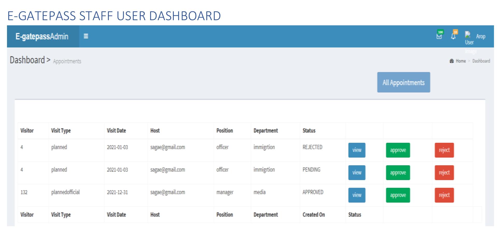 Figure 30 - e-Gatepass Visitor Management System