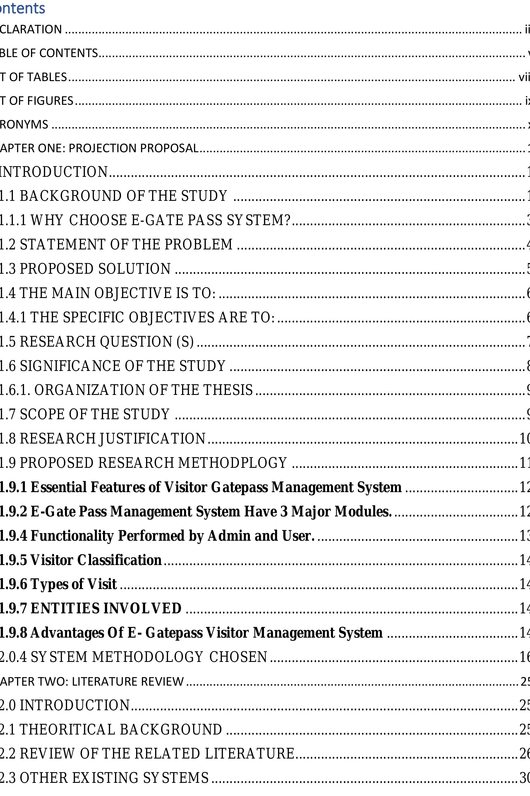 Table 1 - e-Gatepass Visitor Management System