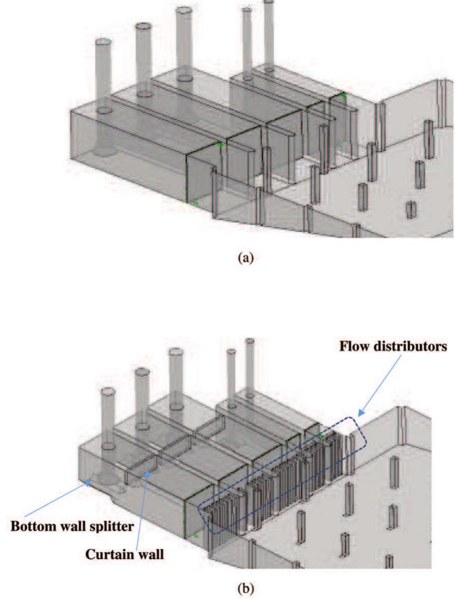 3d models of intake geometry (a) original (b) modified.