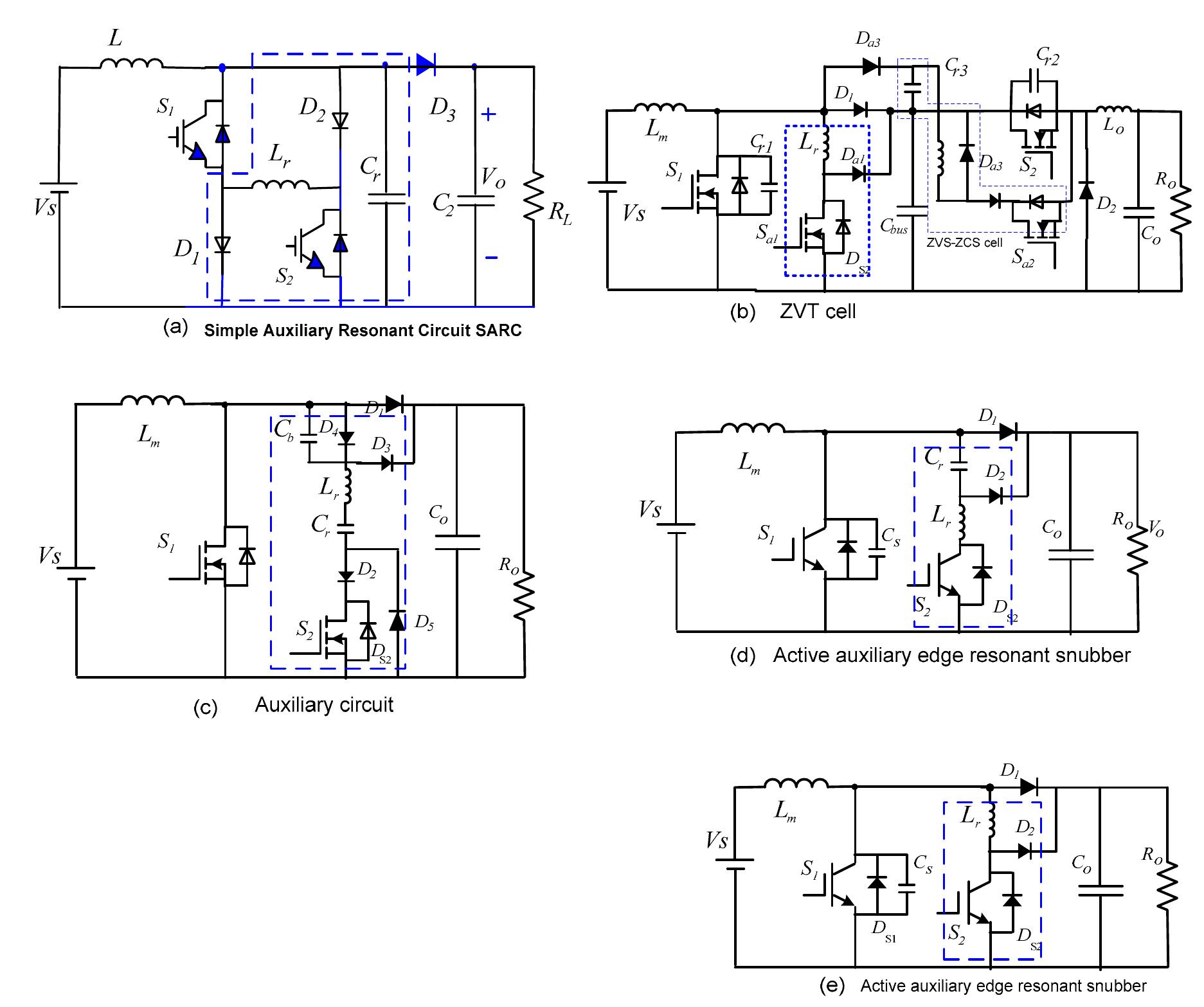 (a) circuit diagram of the soft-switched boost converter