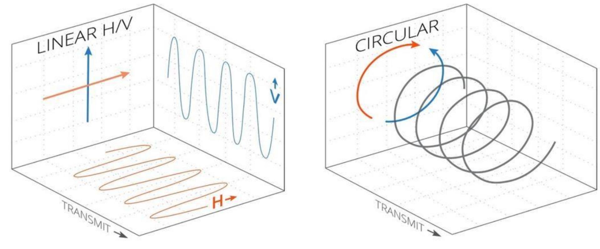 4: linear polarization (left), circular polarization (right)