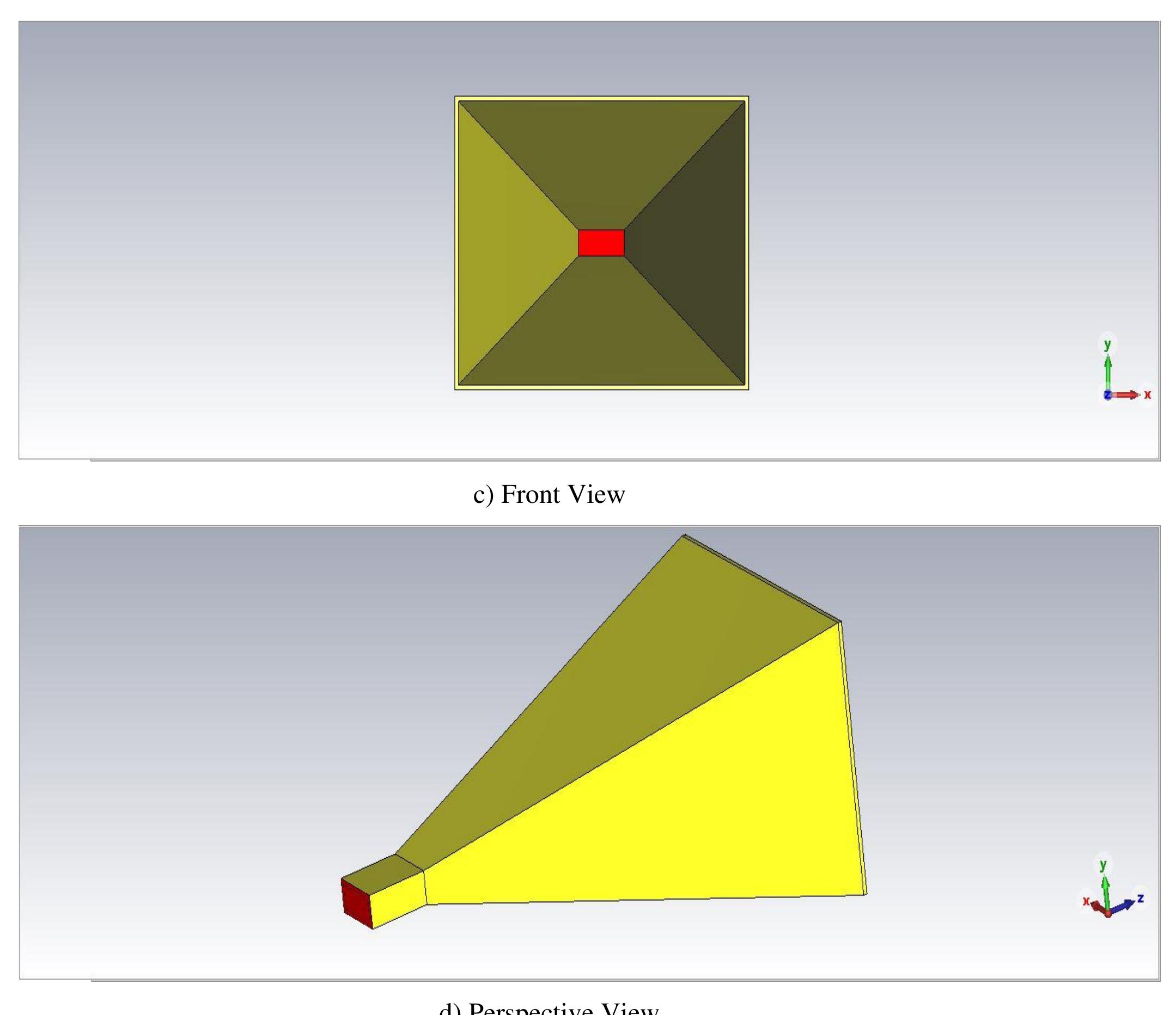 Figure 10 - Design and simulation of Pyramidal Horn Antenna