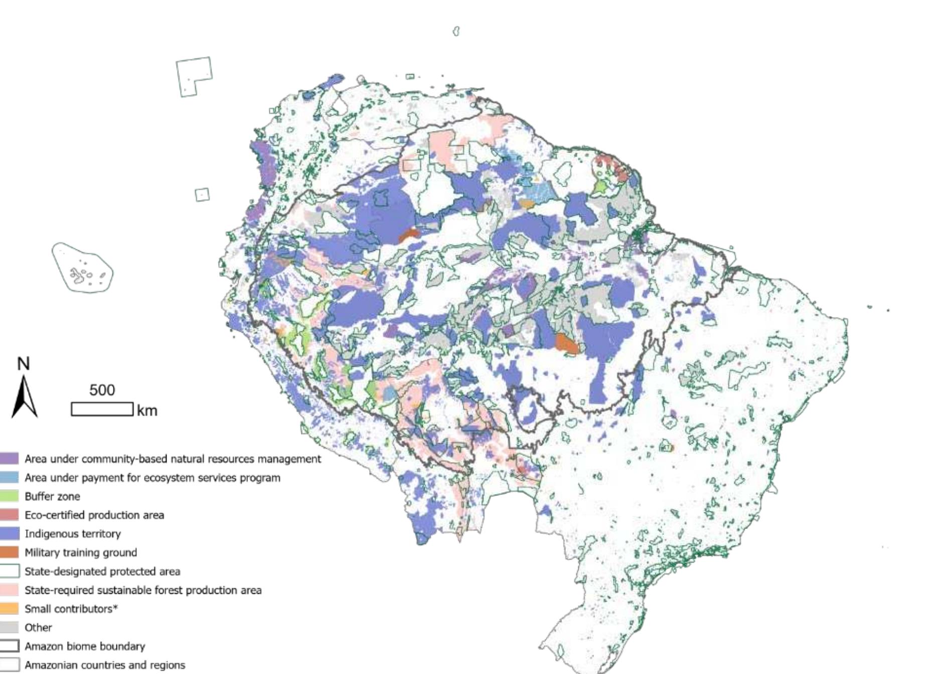 Map of area-based conservation systems in the amazonian