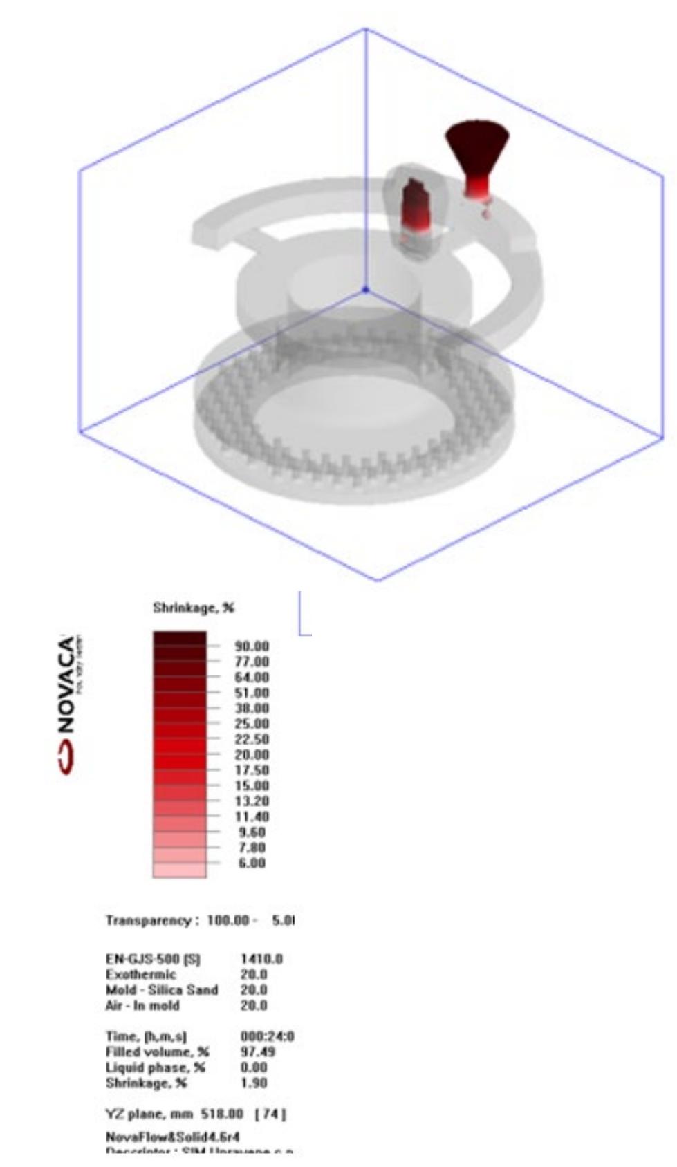 B. 3d model of brake disc with a gate system.