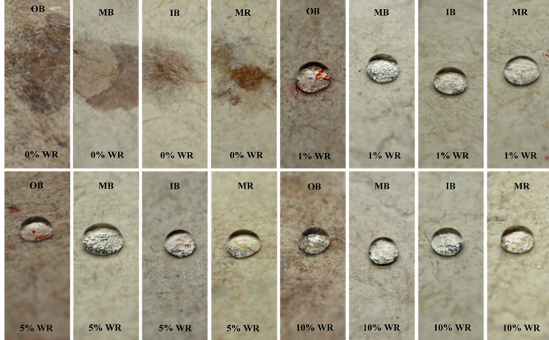 Photographs of water drop after 5 s of dropping in different