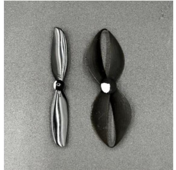traditional blade (left) compared to toroidal blade