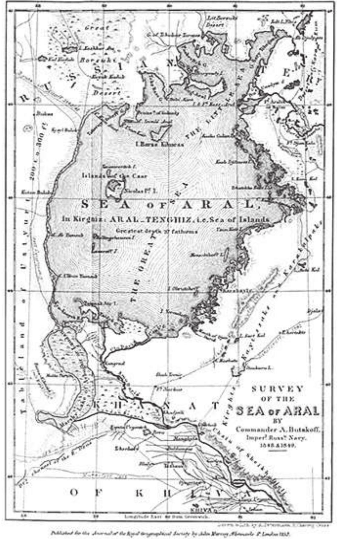 Map of the aral sea, 1853