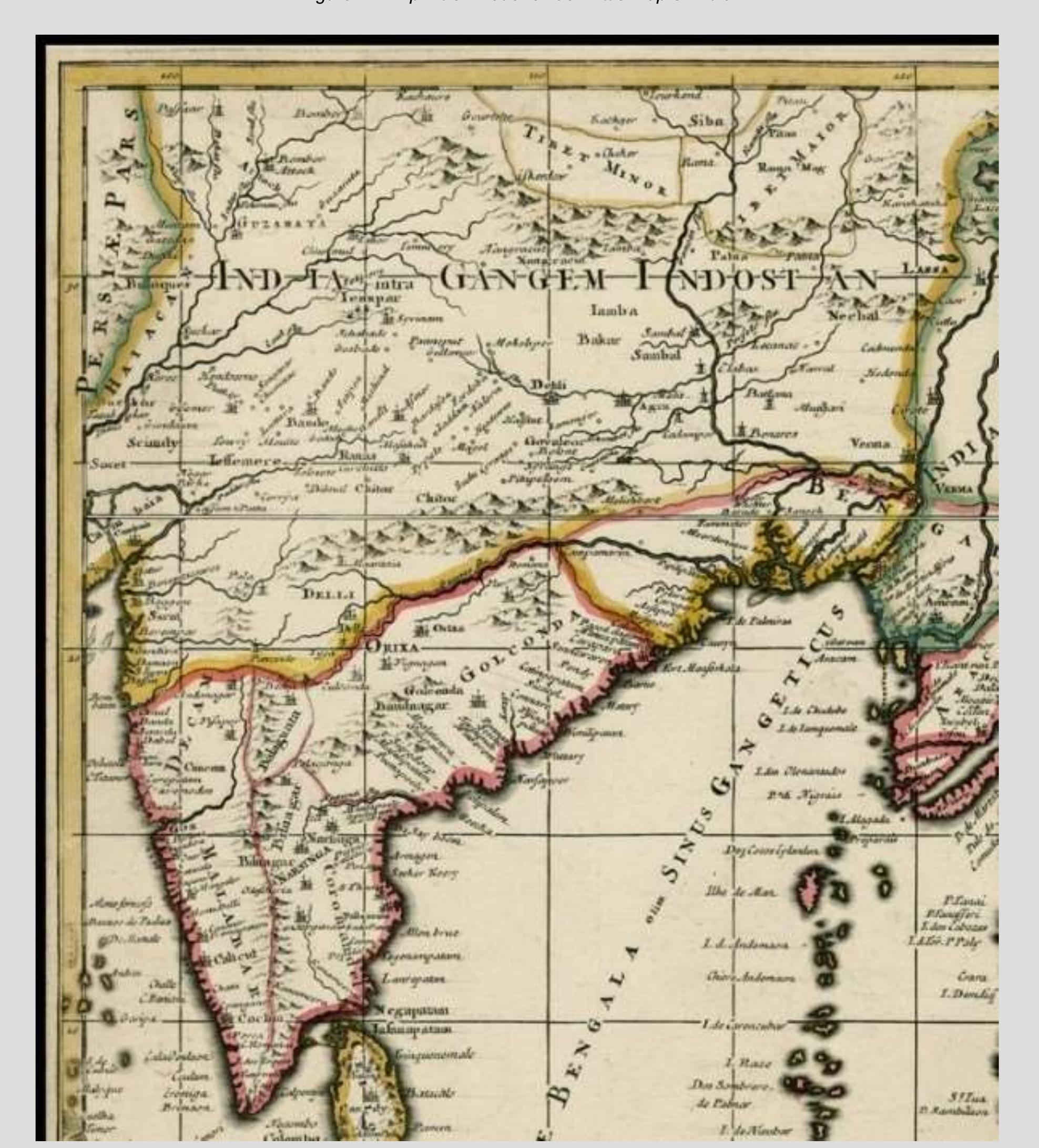 Detail from federick de witt's map of india with baltistan,