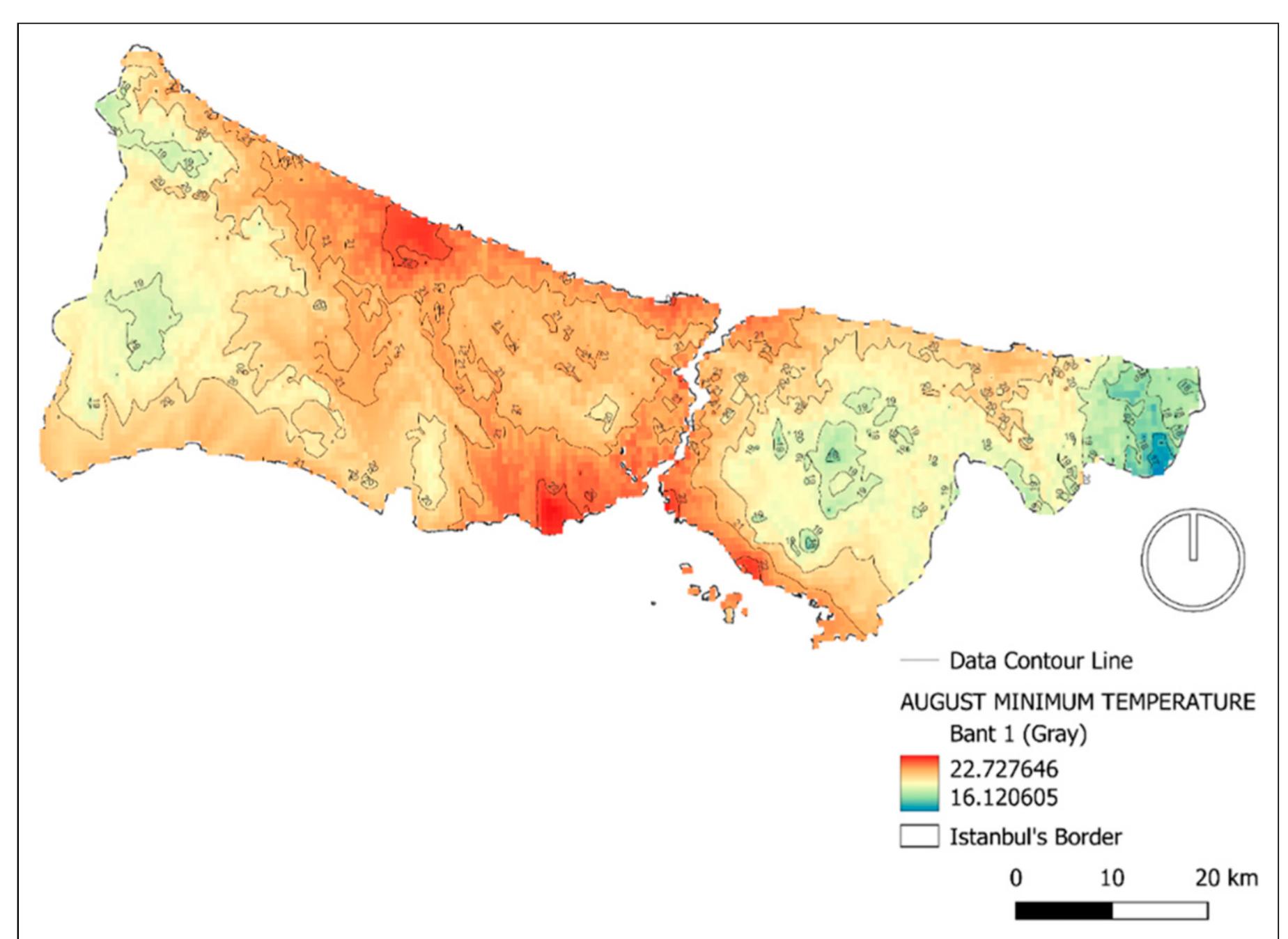 Interpolation Map Of Monthly Minimum Mean Temperatures °c