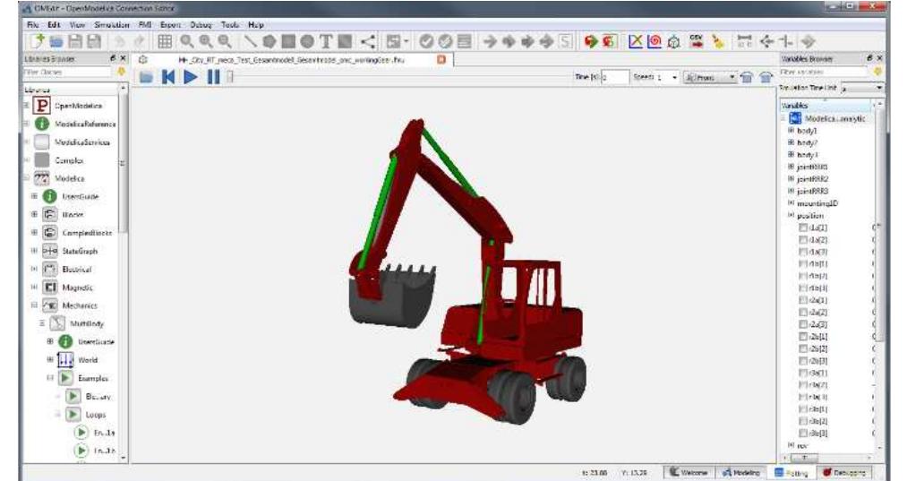 Openmodelica 3d Animation Of A Simulated Excavator
