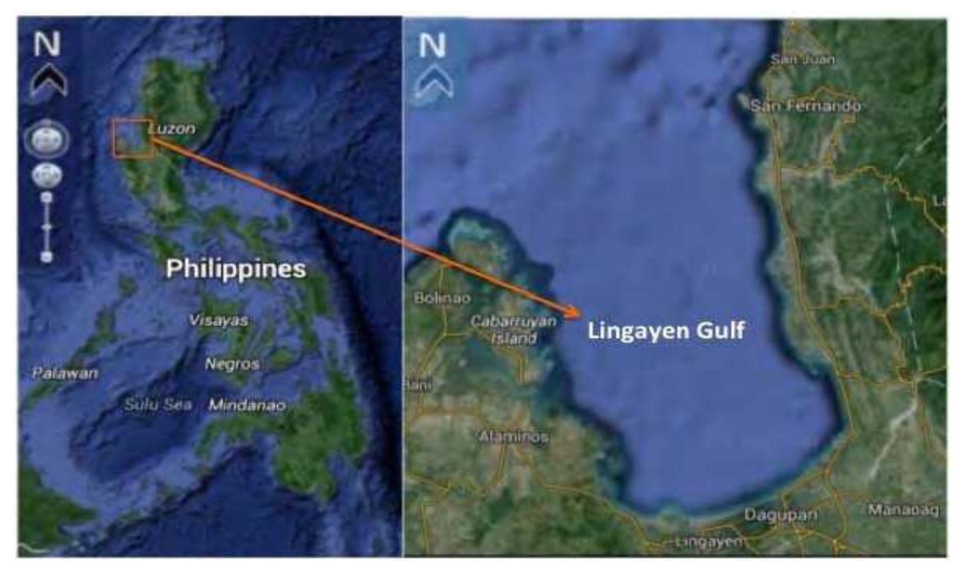 Map of the philippines showing the location of lingayen gulf
