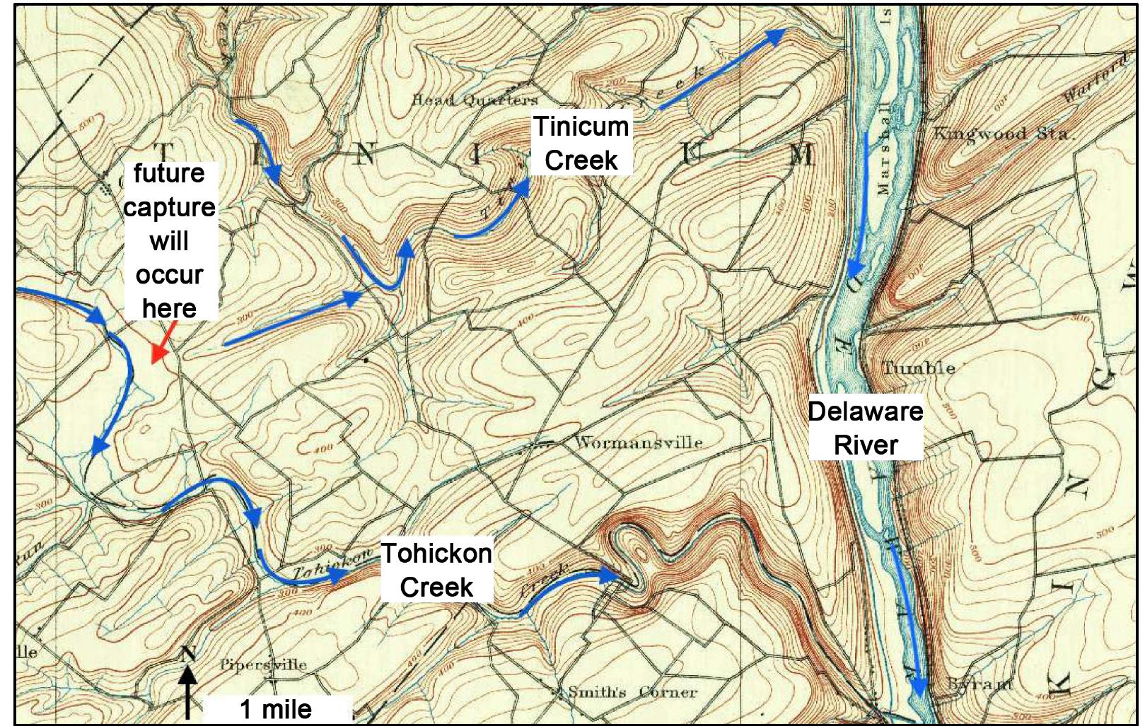 Modified section of the 1890 doylestown topographic map from