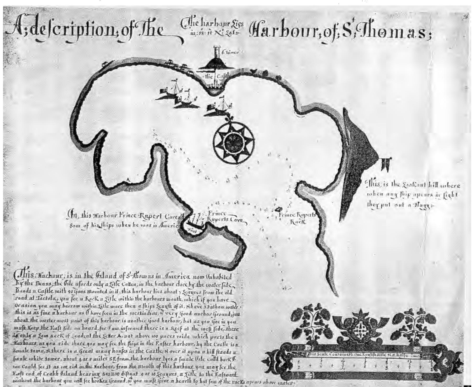 3 — english map of st. thomas harbor rendered in 1687 by
