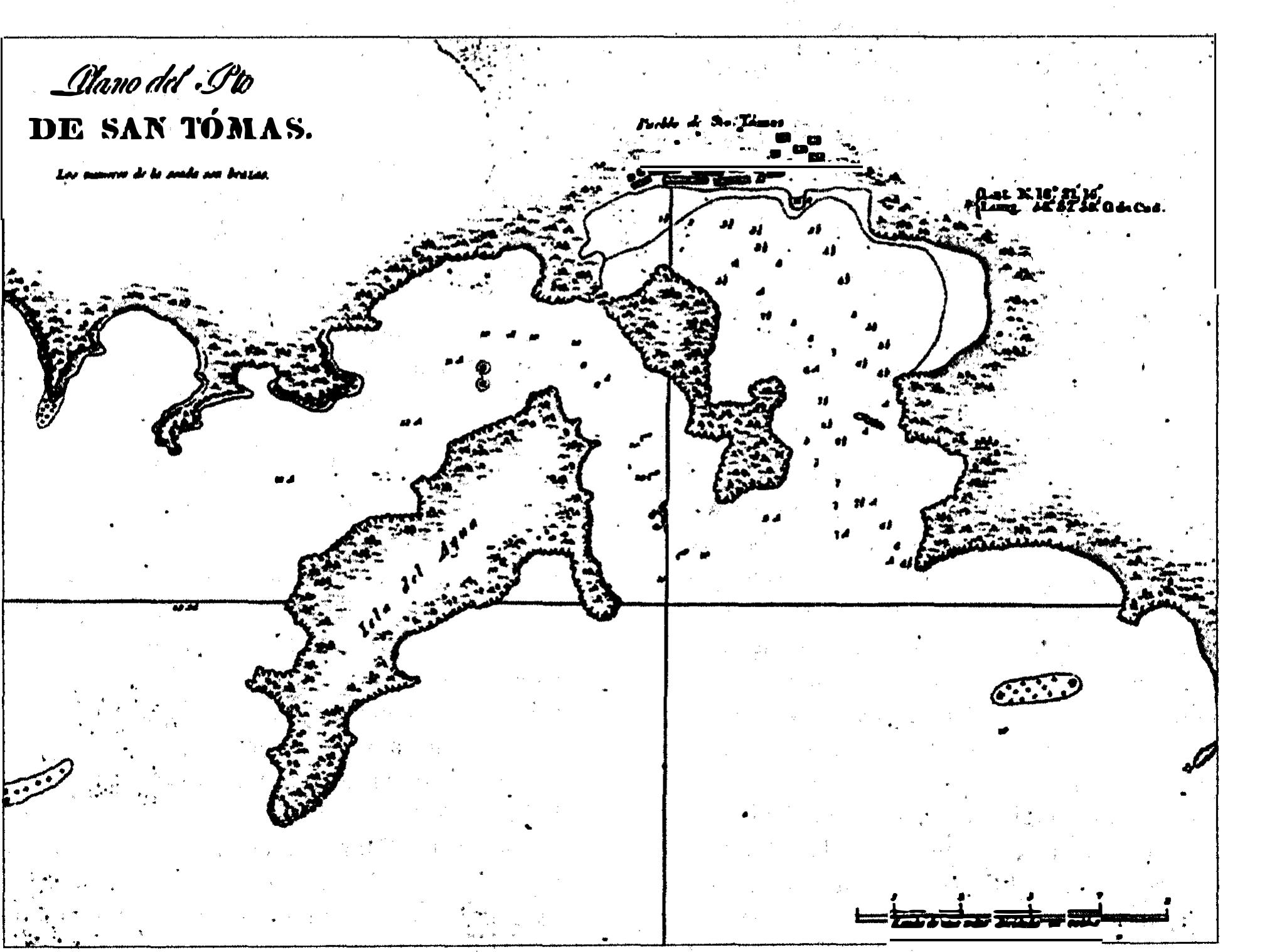 19 — spanish map of st. thomas, featuring water island, or