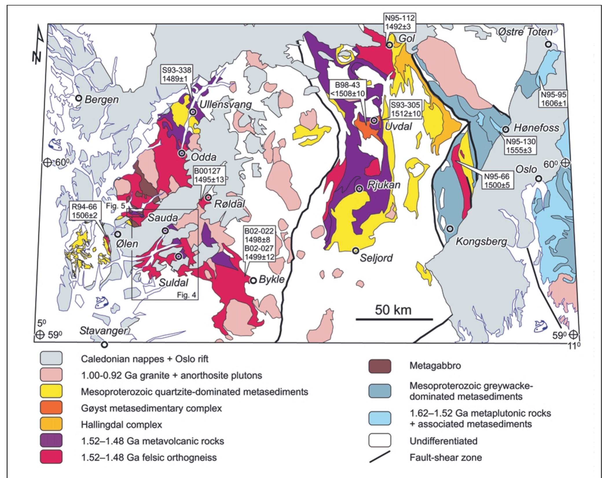 Geological sketchmap of s norway with a summary of sampling