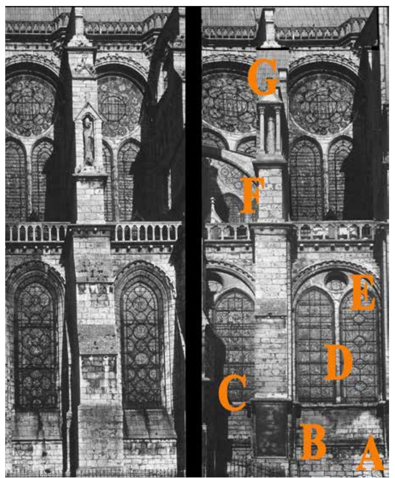 Chartres cathedral, comparison of nave (on the left) and