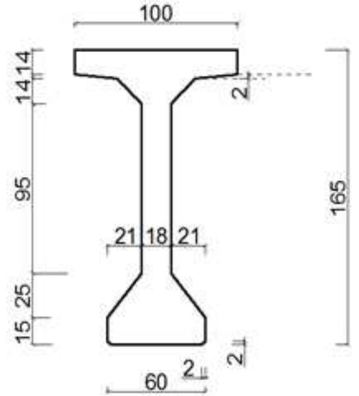 (9) dimensions of precast girder cross-section (cm)