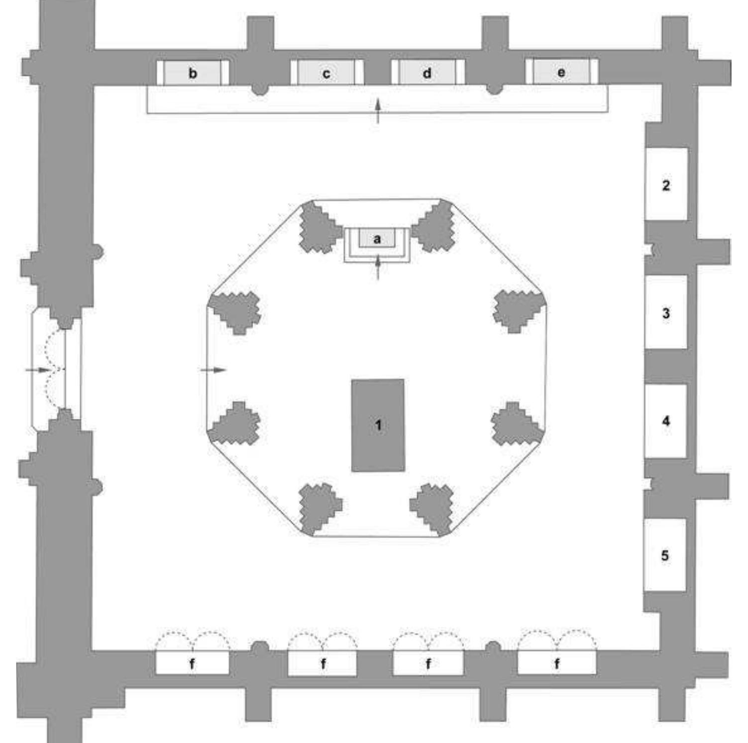 Plan of the founder’s chapel in the batalha monastery: 1.