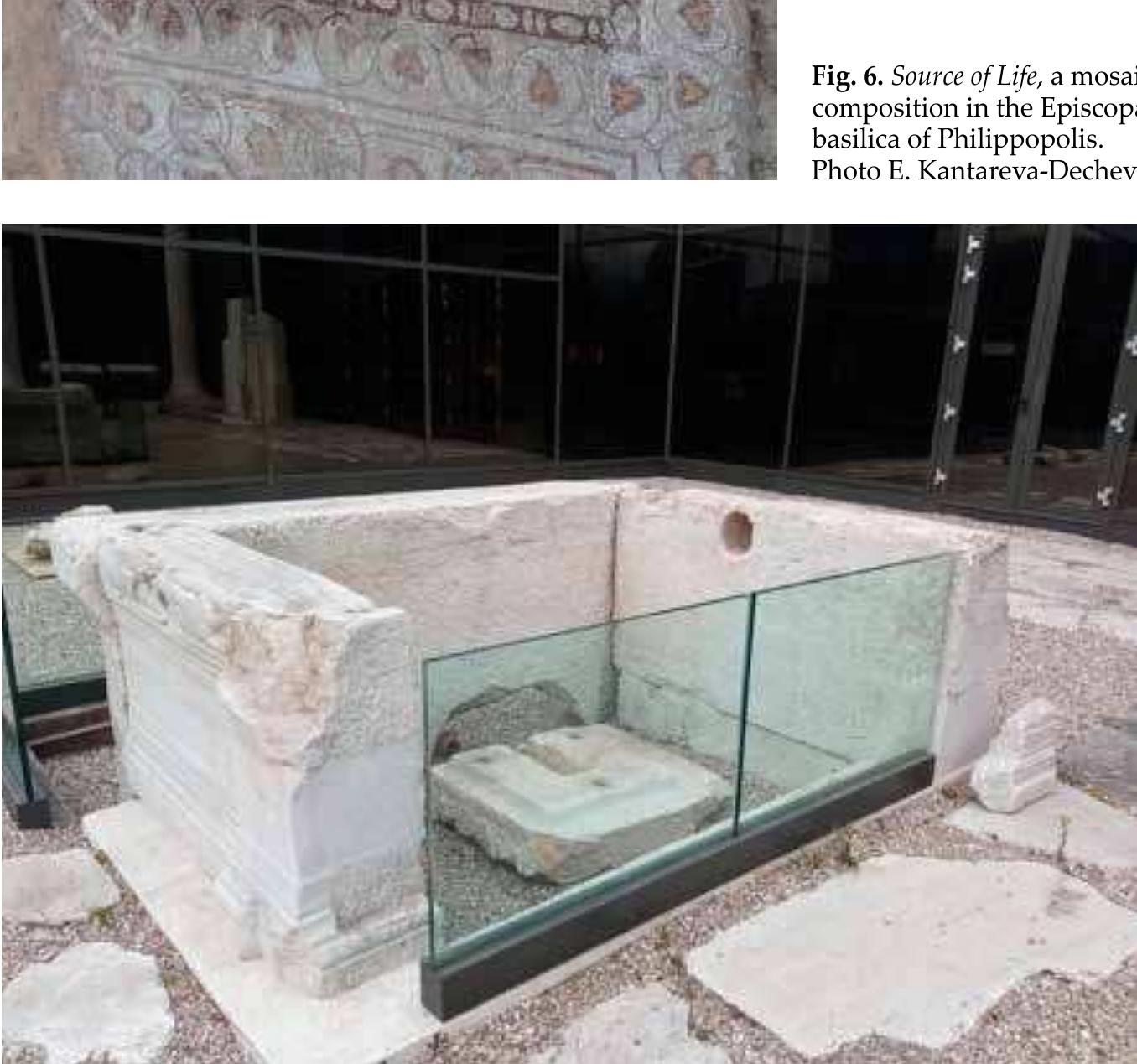 The basin’s railings and the foundation of the phiale’s