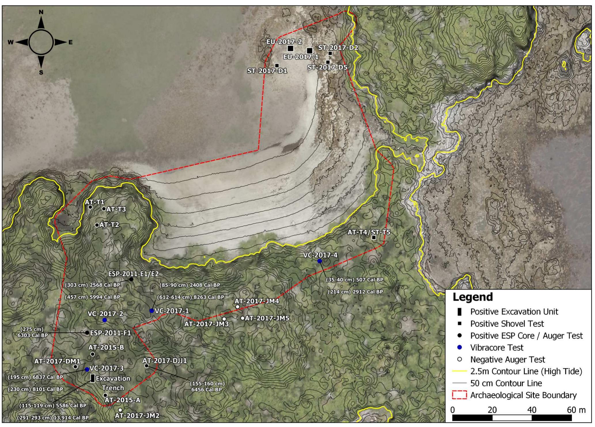 Map of ektb-9 showing locations of select subsurface tests