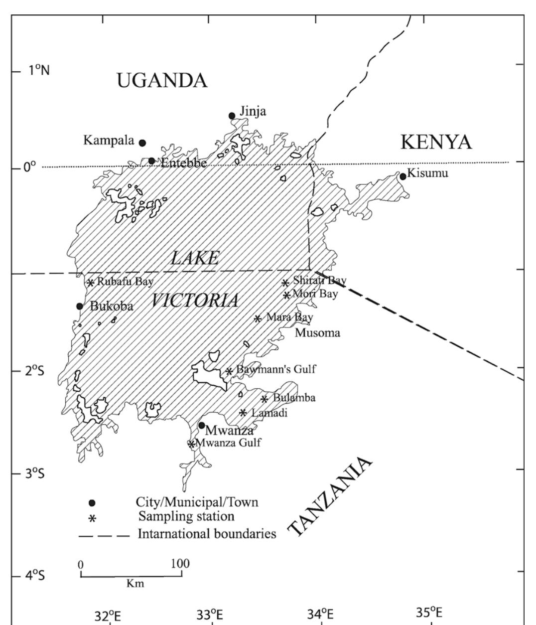 Ure 1: map of lake victoria showing sampling stations figure