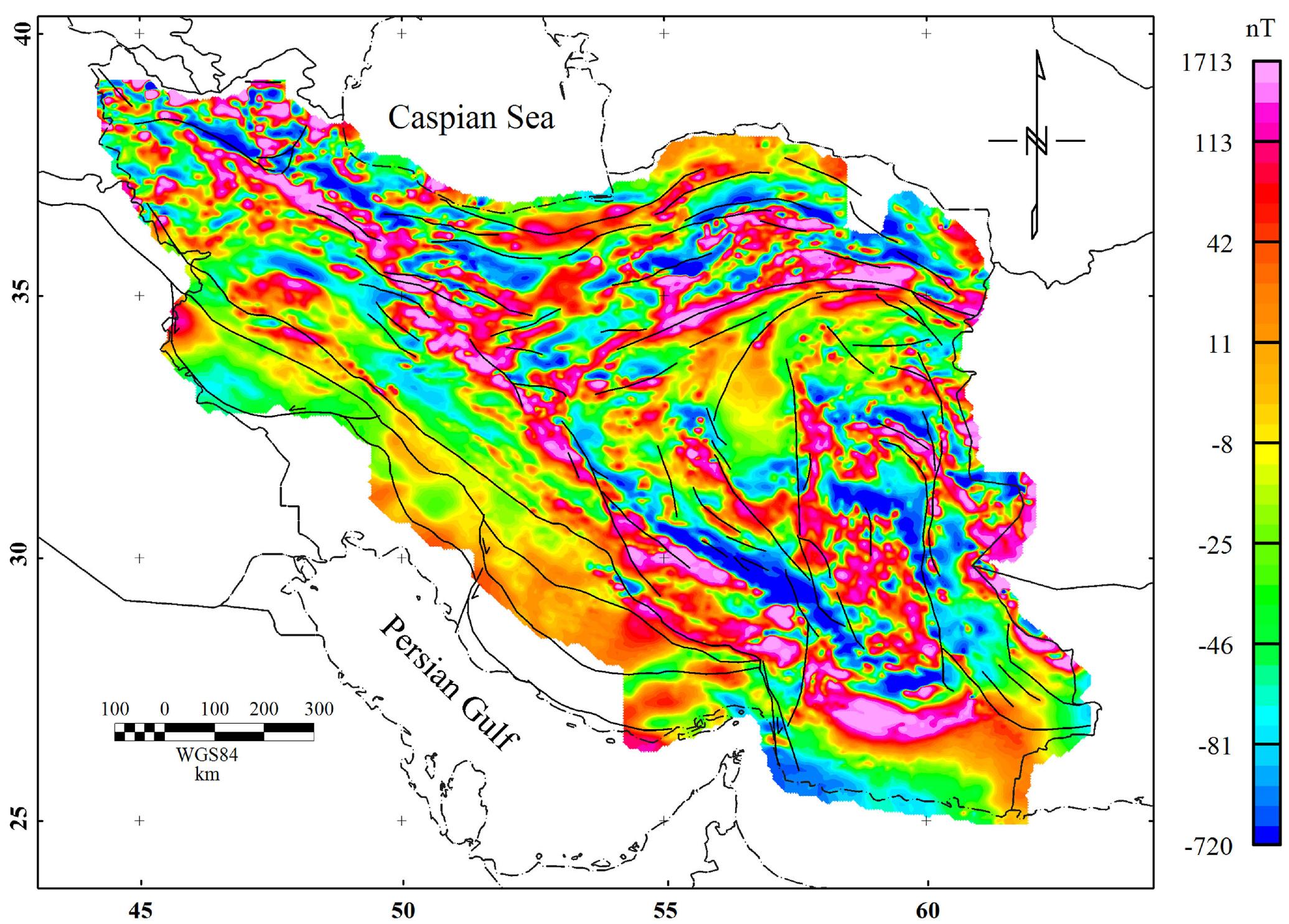 The aeromagnetic map of iran (after saleh 2006). the black