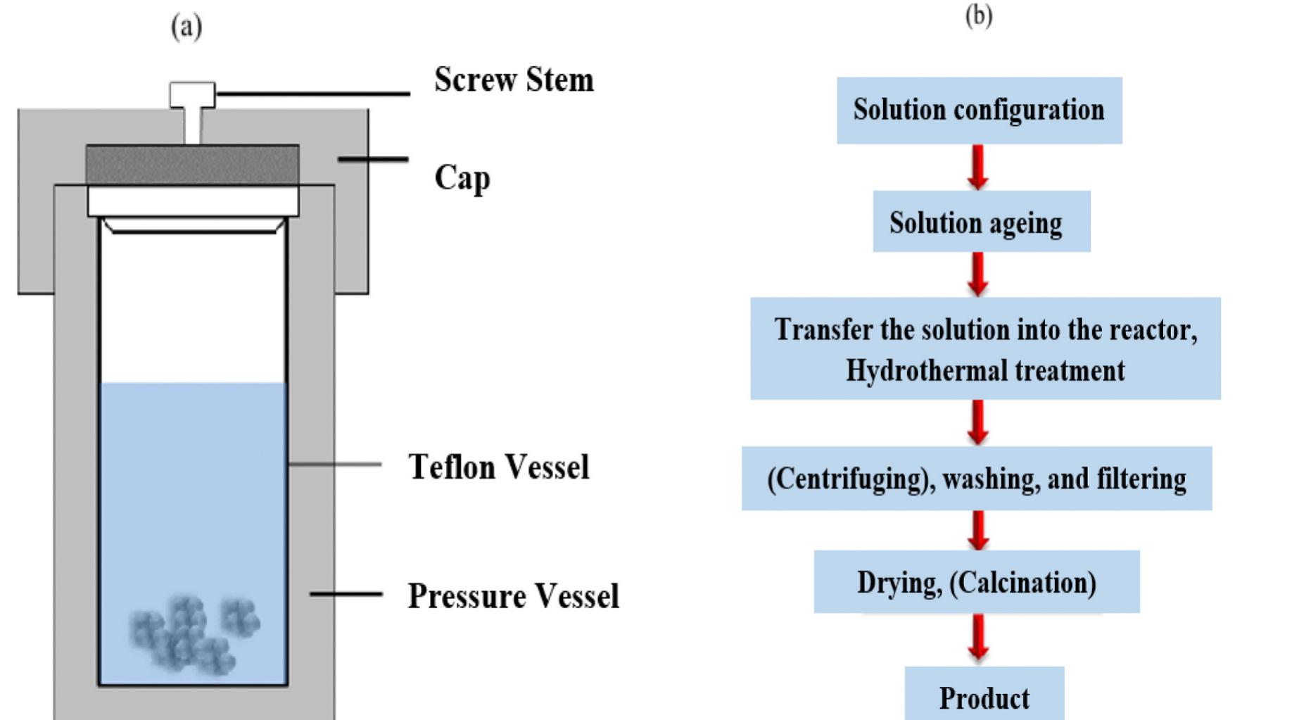 Hydrothermal synthesis: (a) schematic diagram of typical