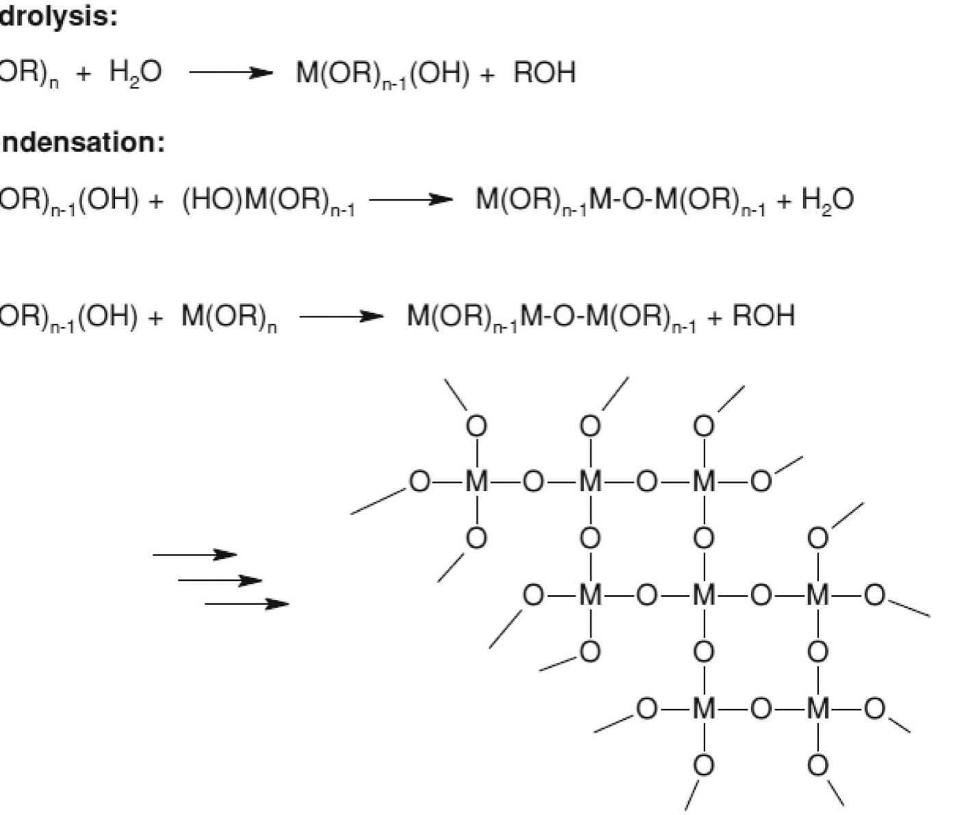 Chemical pathways for typical aqueous sol-gel process