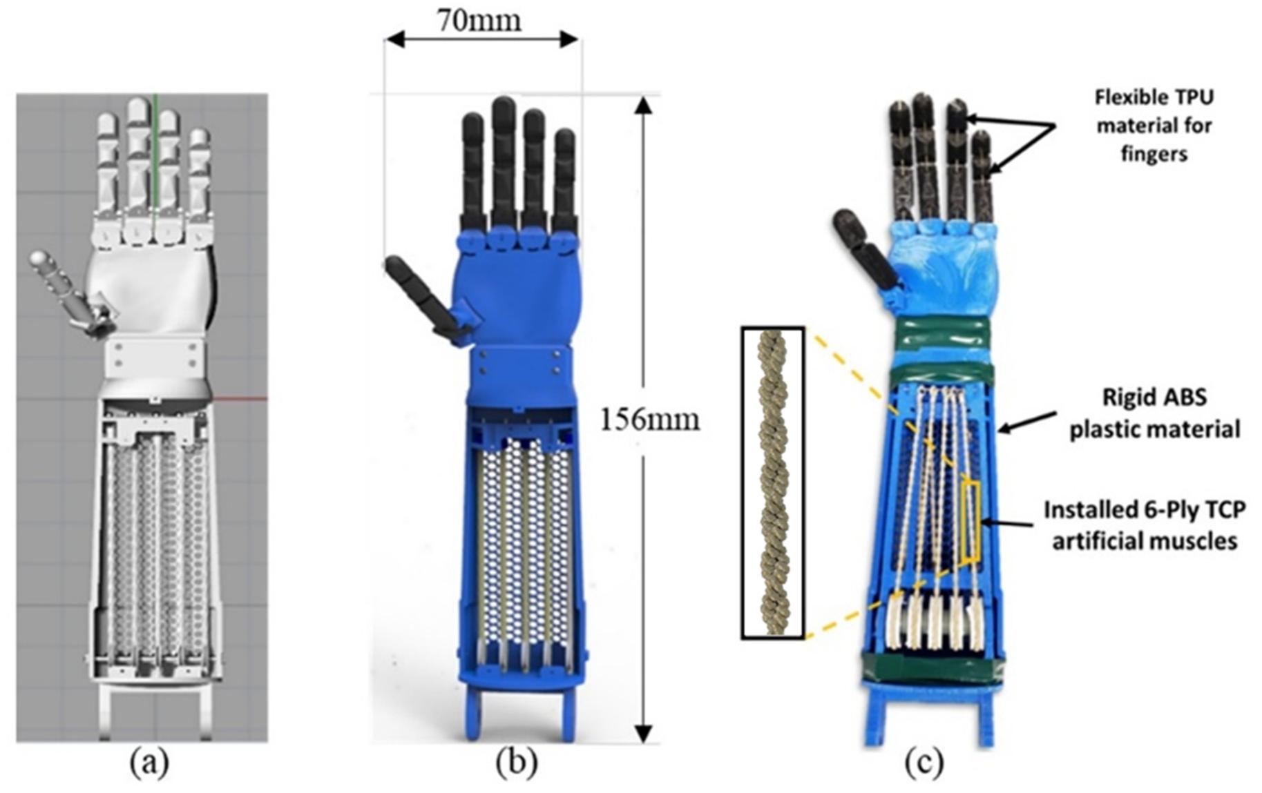 The robotic hand is designed with cad software and its