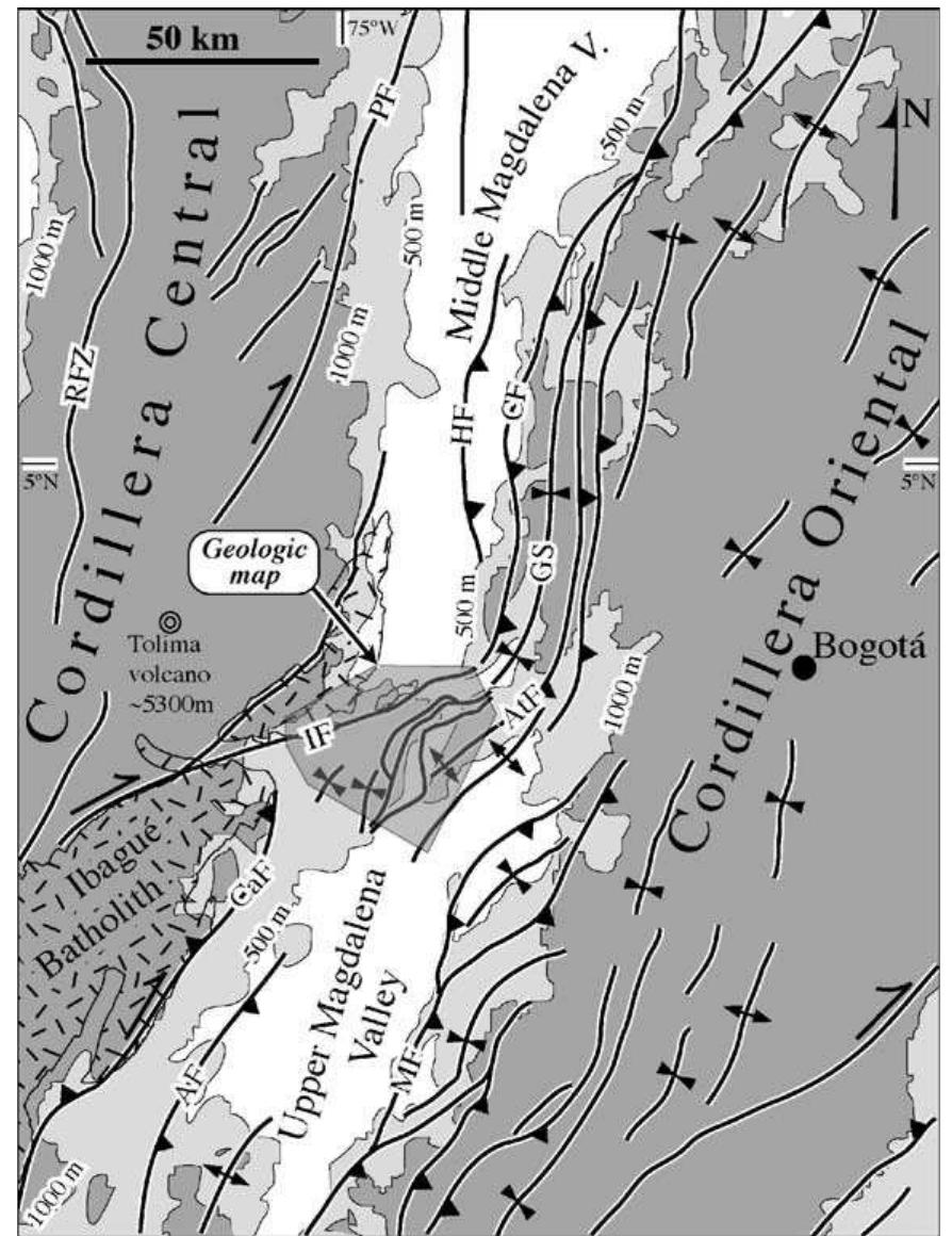 Tectonic map of part of the northern andes (modified after
