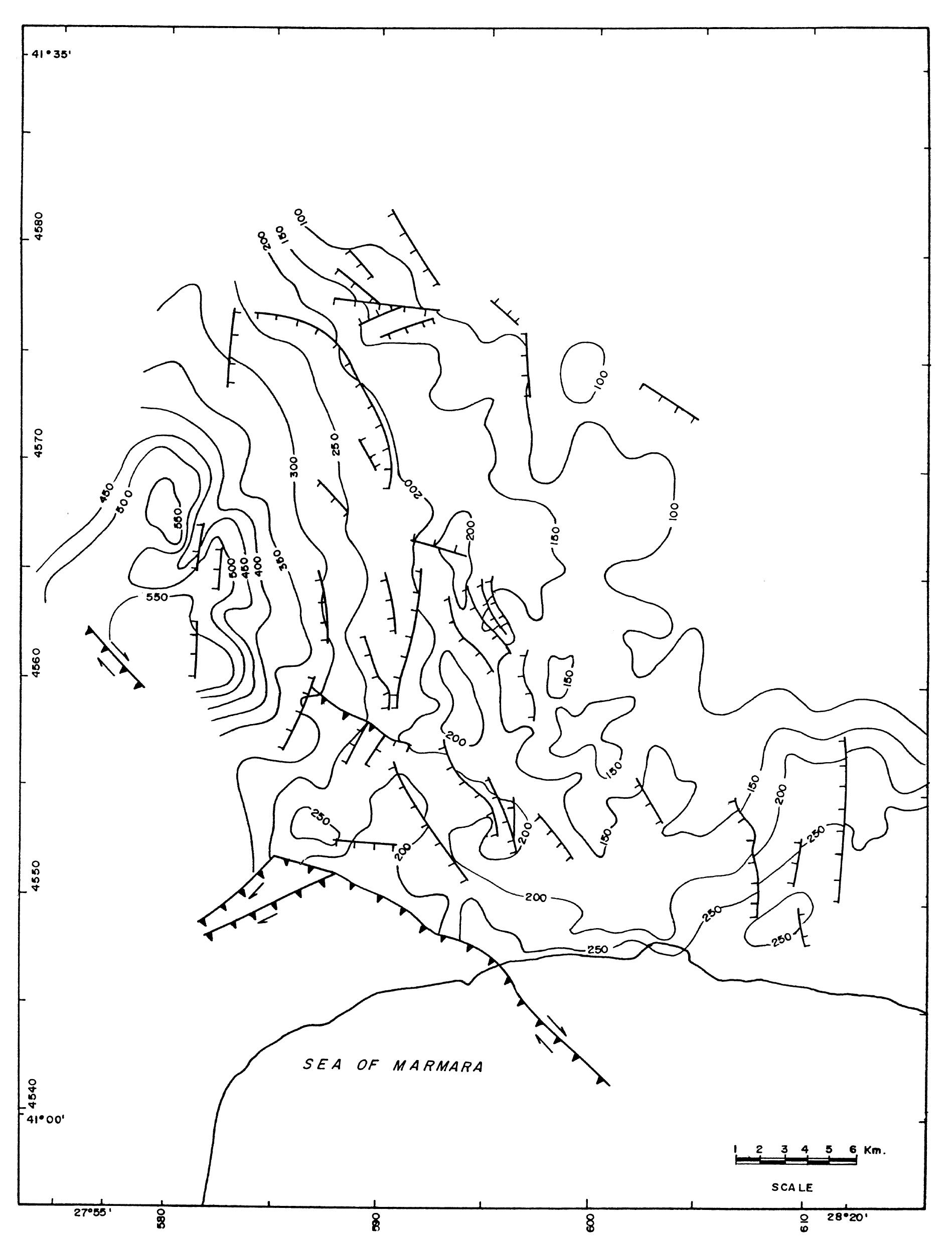 Isopach map of the ld and the md delta patterns combined