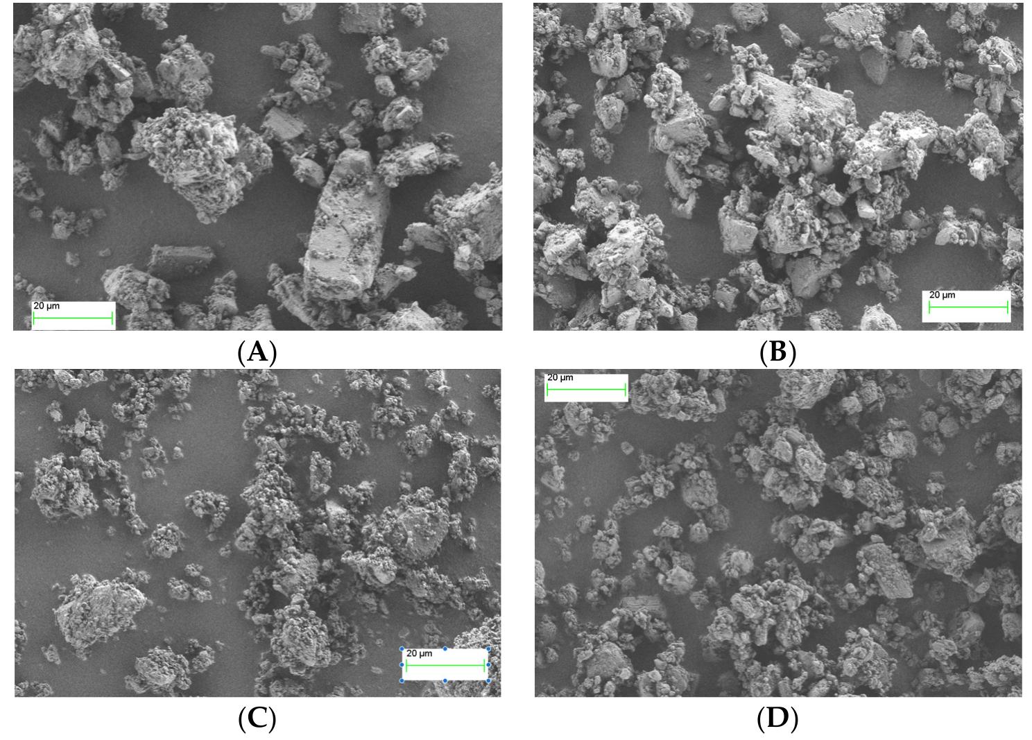 Sem pictures of samples of batch b1m1 (a), b2m1 (b), b3m2