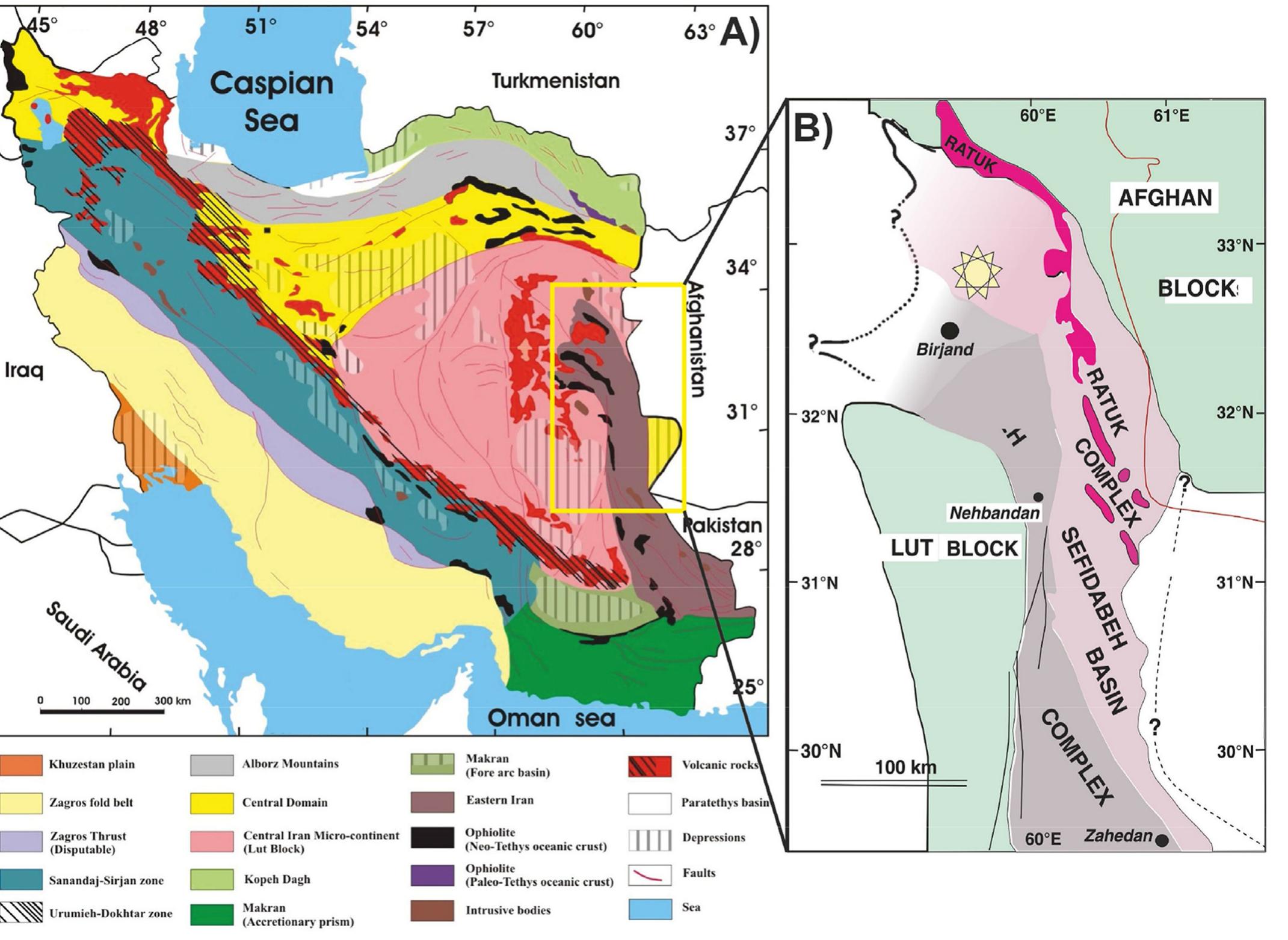 A. map shows the geology of iran with its structural