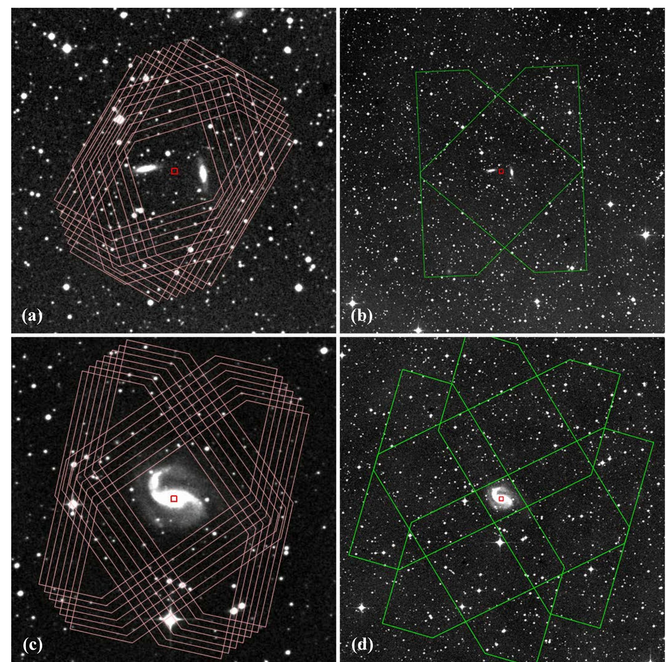 the pacs and spire observation footprints for two