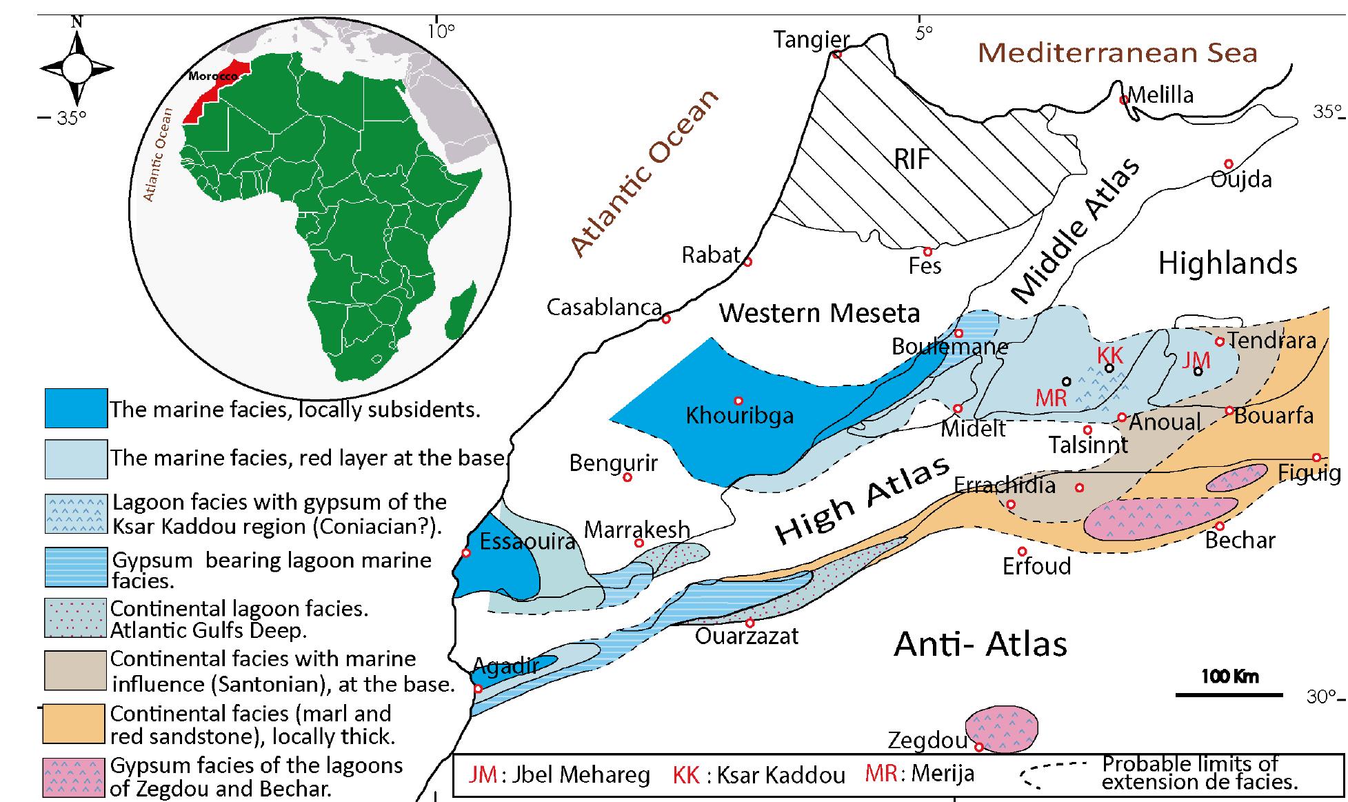 | figure 1 | facies map and schematic paleogeographic