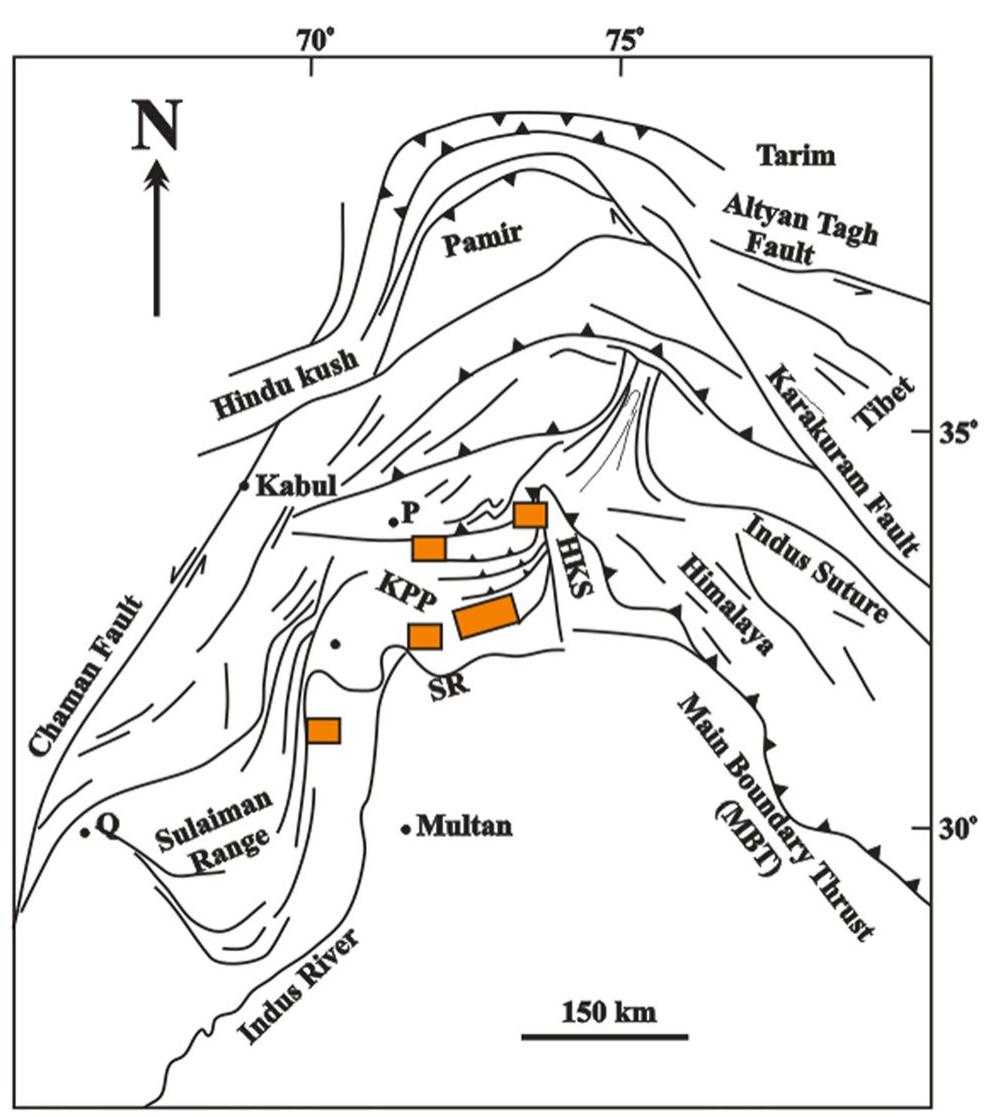 Map showing major tectonic elements and location of the