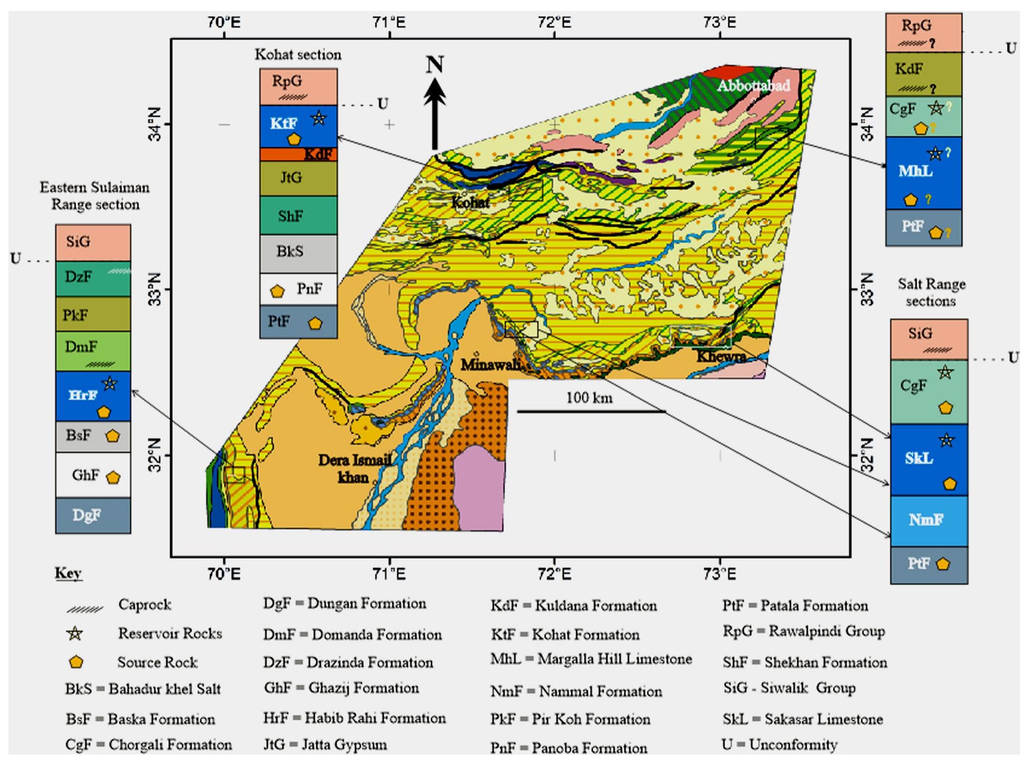 _ geological map showing the location of the measured