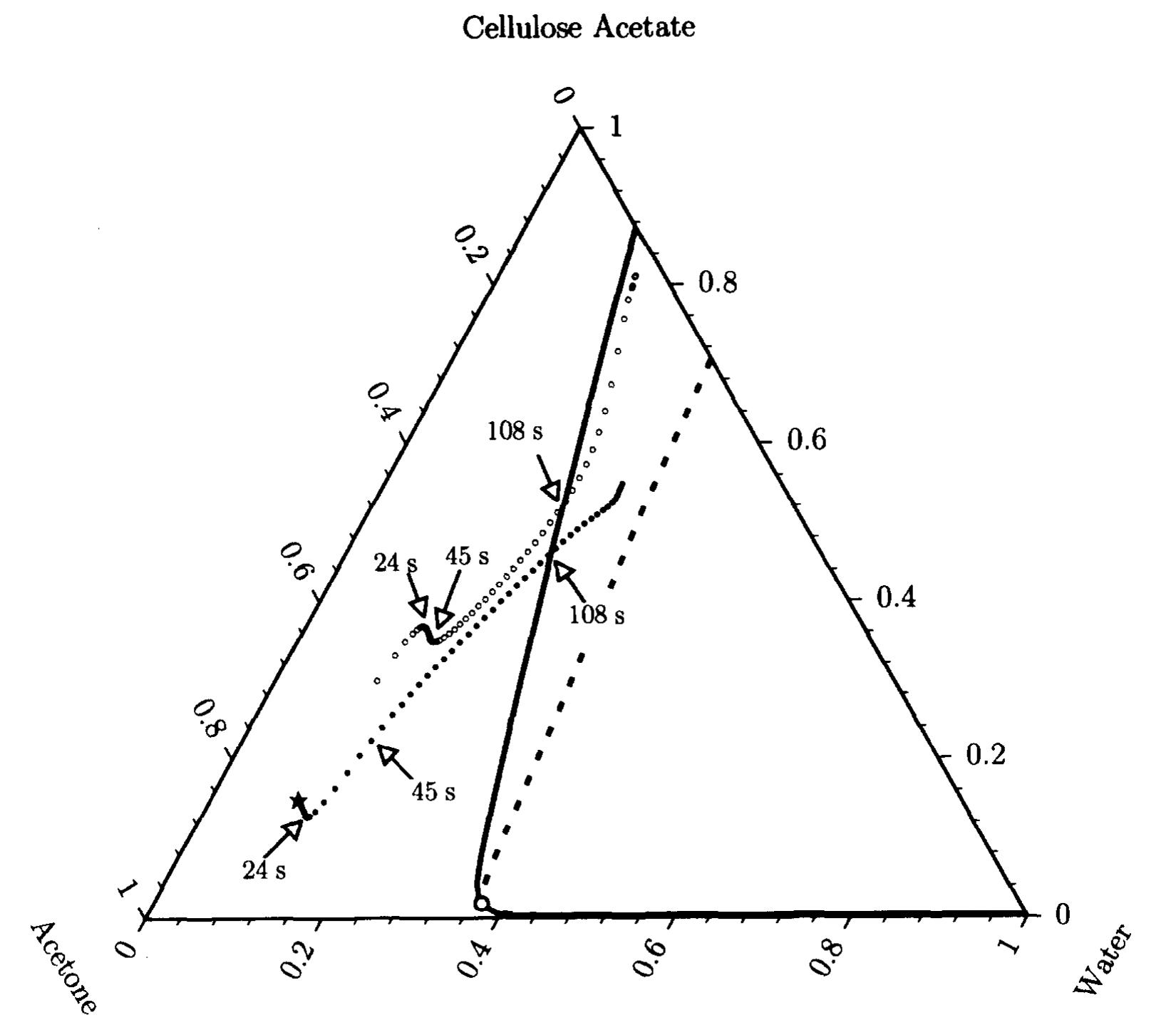 Concentration paths for a dry-cast membrane cast from a
