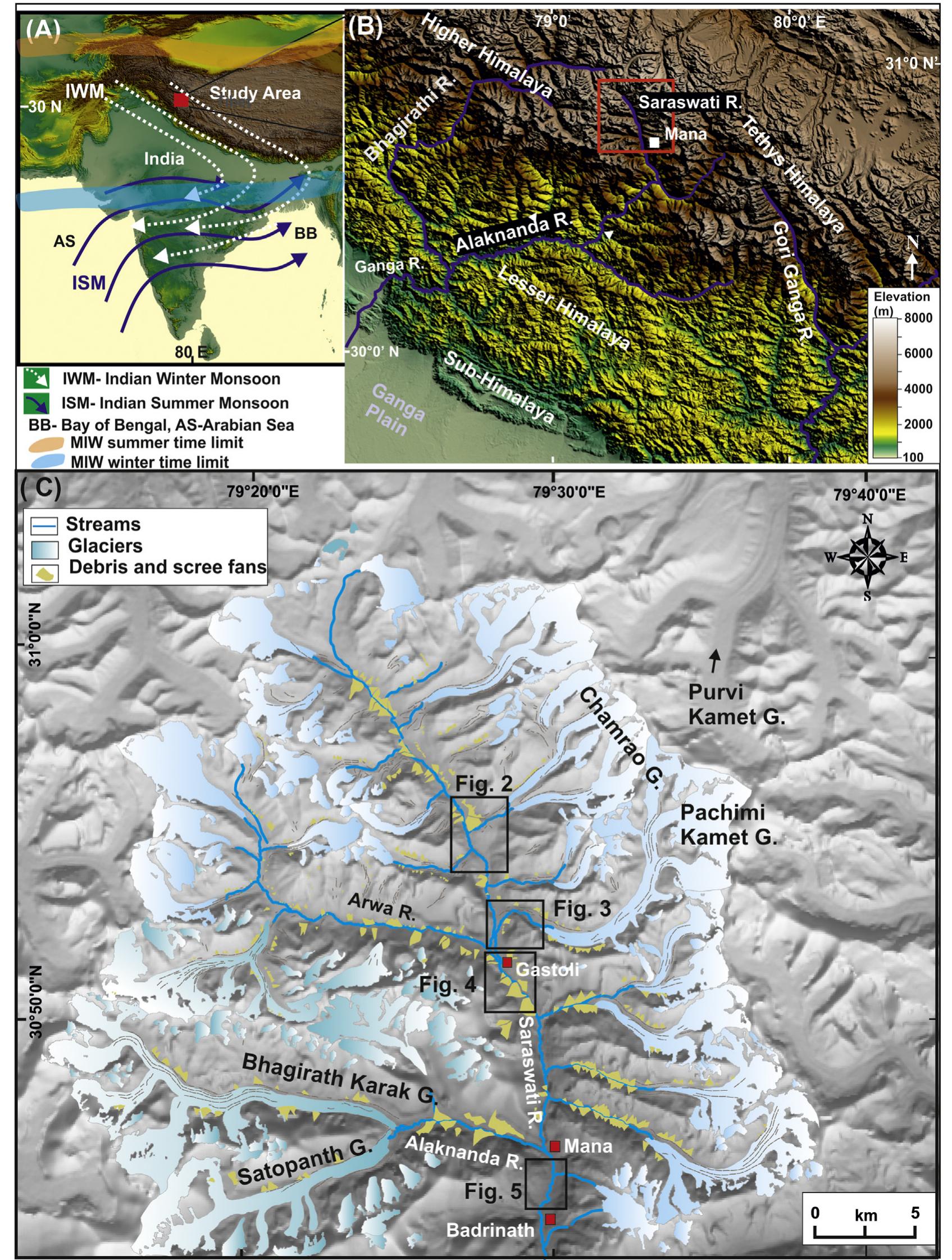 (a) the map shows schematic wind circulation pattern for