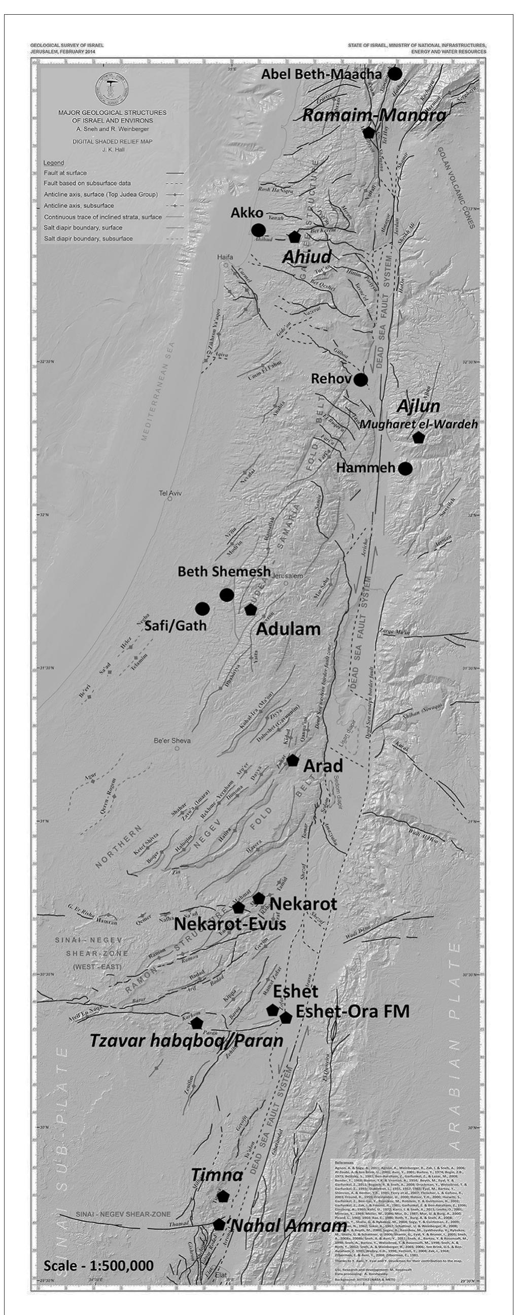Map of southern levant, showing the location of the iron