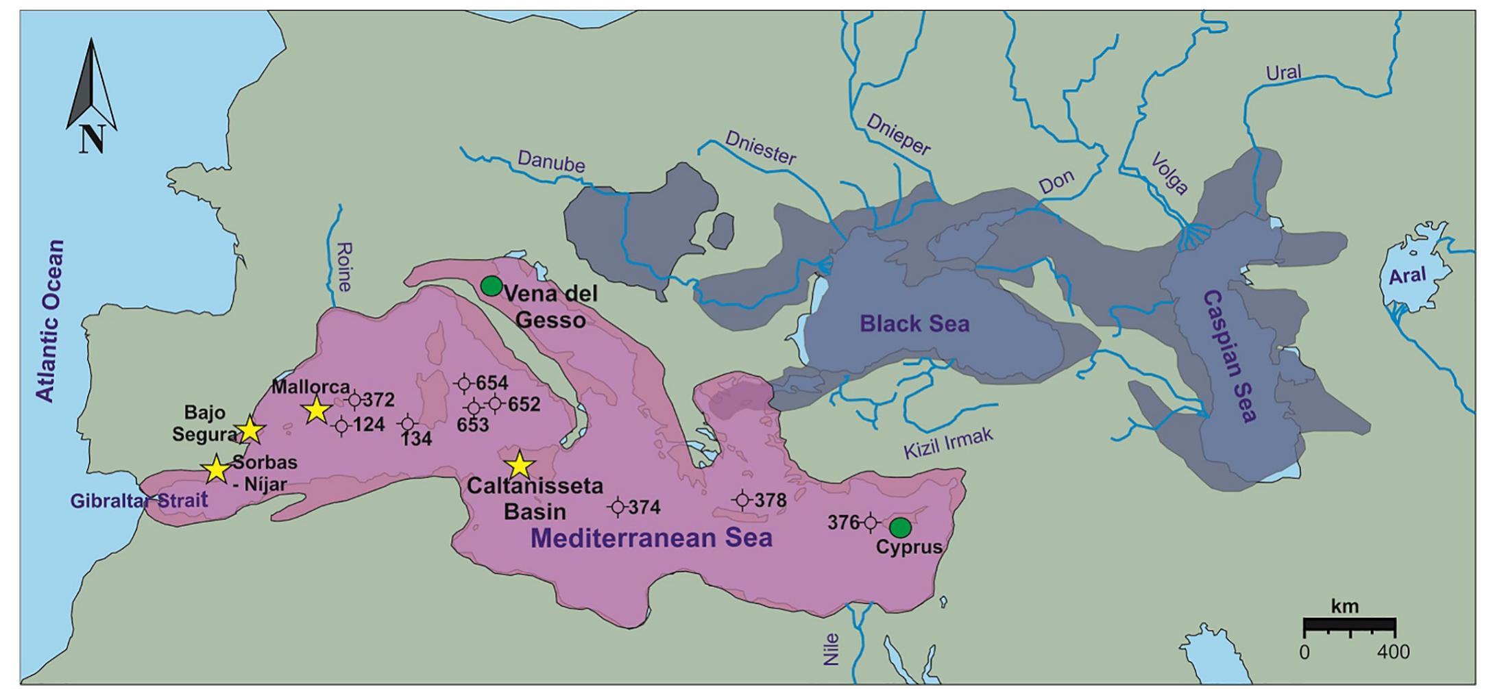 Paleogeographic map of the mediterranean and paratethys