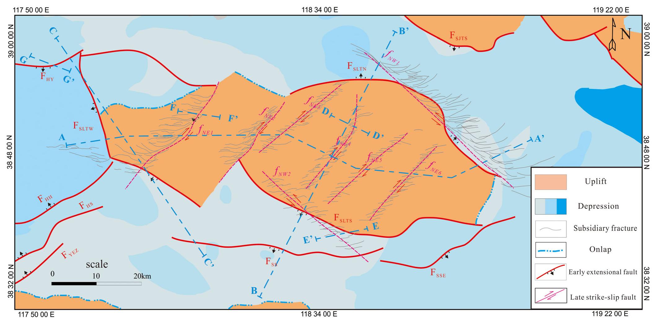 generalized map of fault distribution drawn from seismic