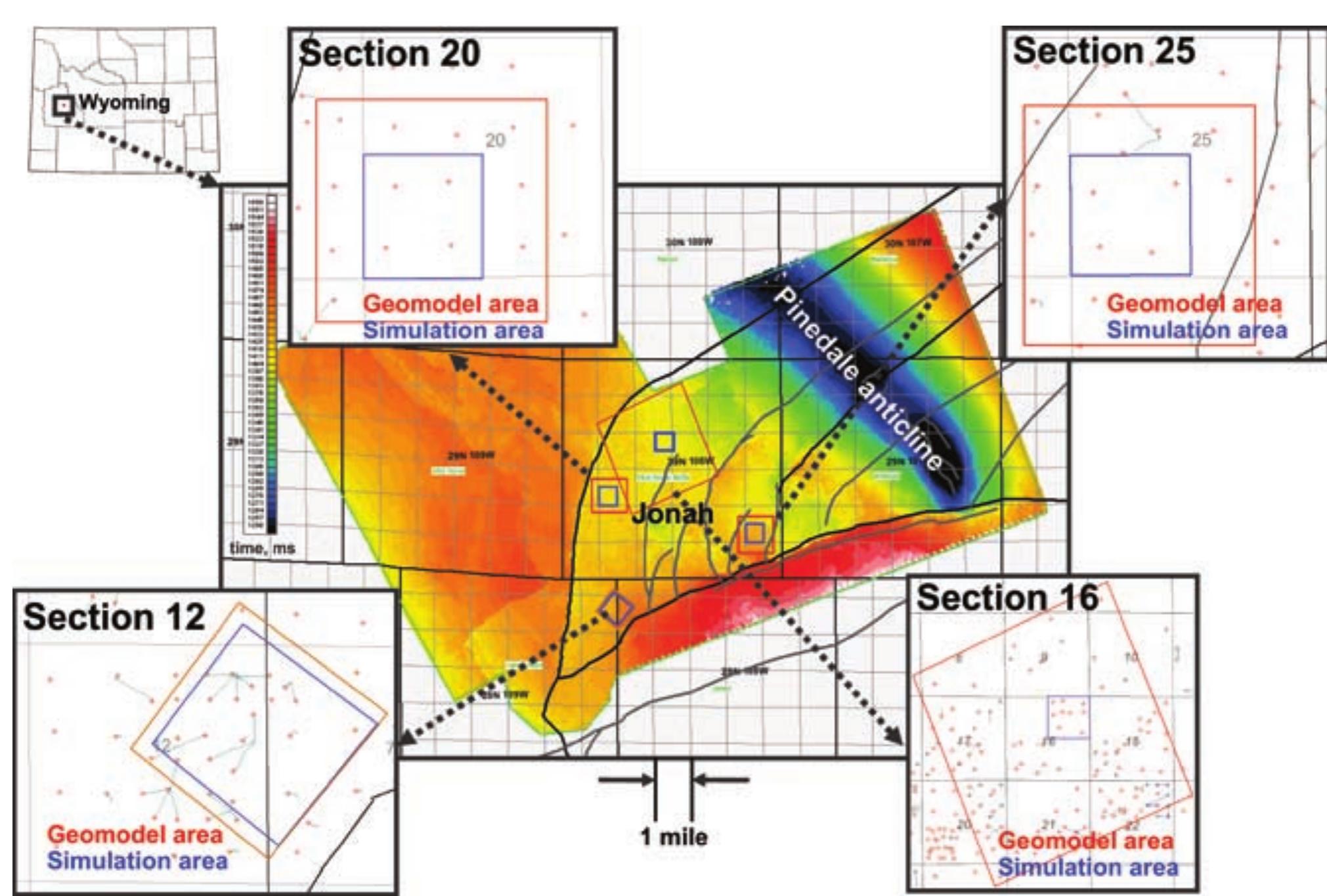 Jonah field location, structural map, and study areas. jonah