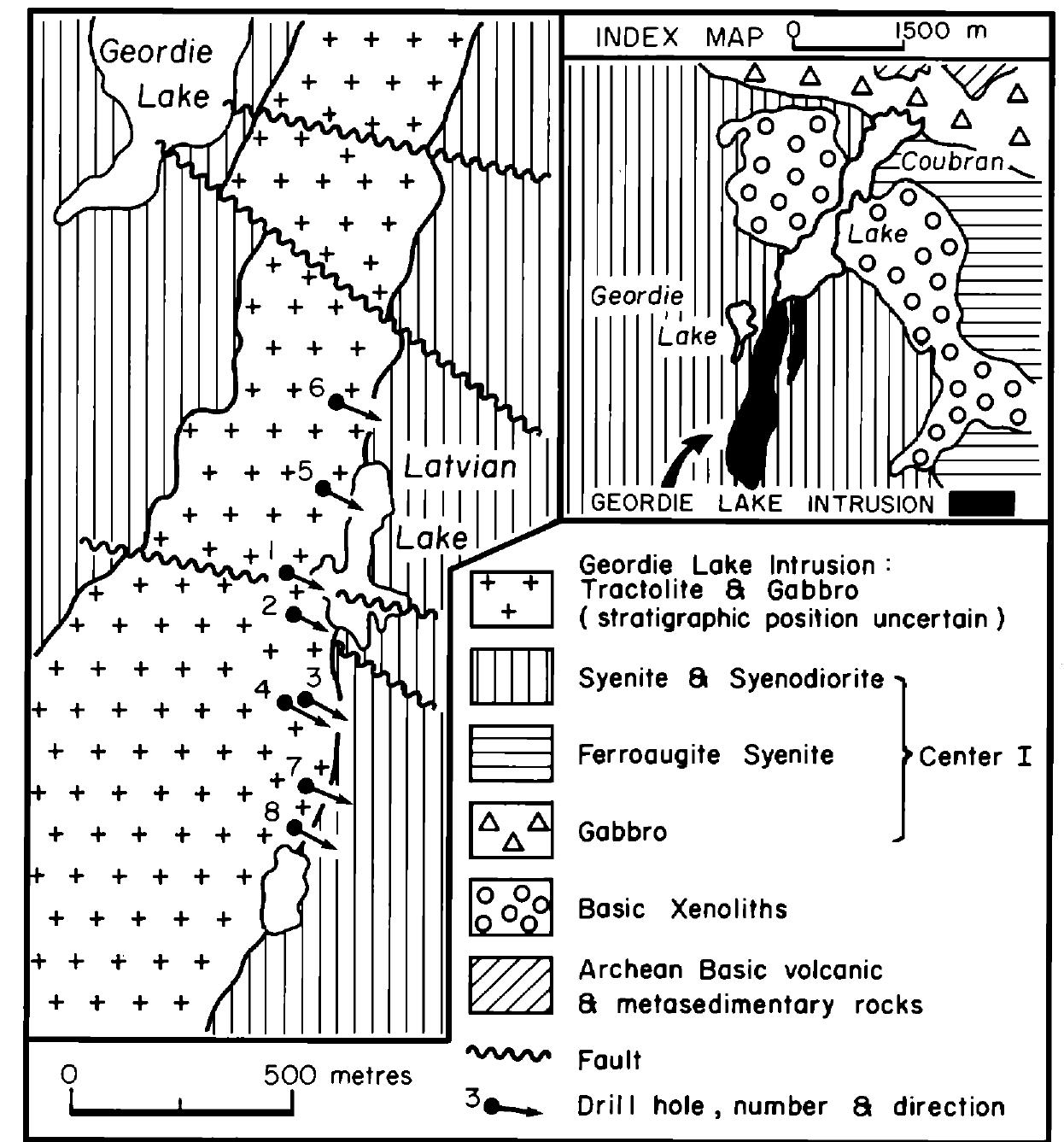 Fic. 2. geologic sketch map of the geordie lake intrusion.