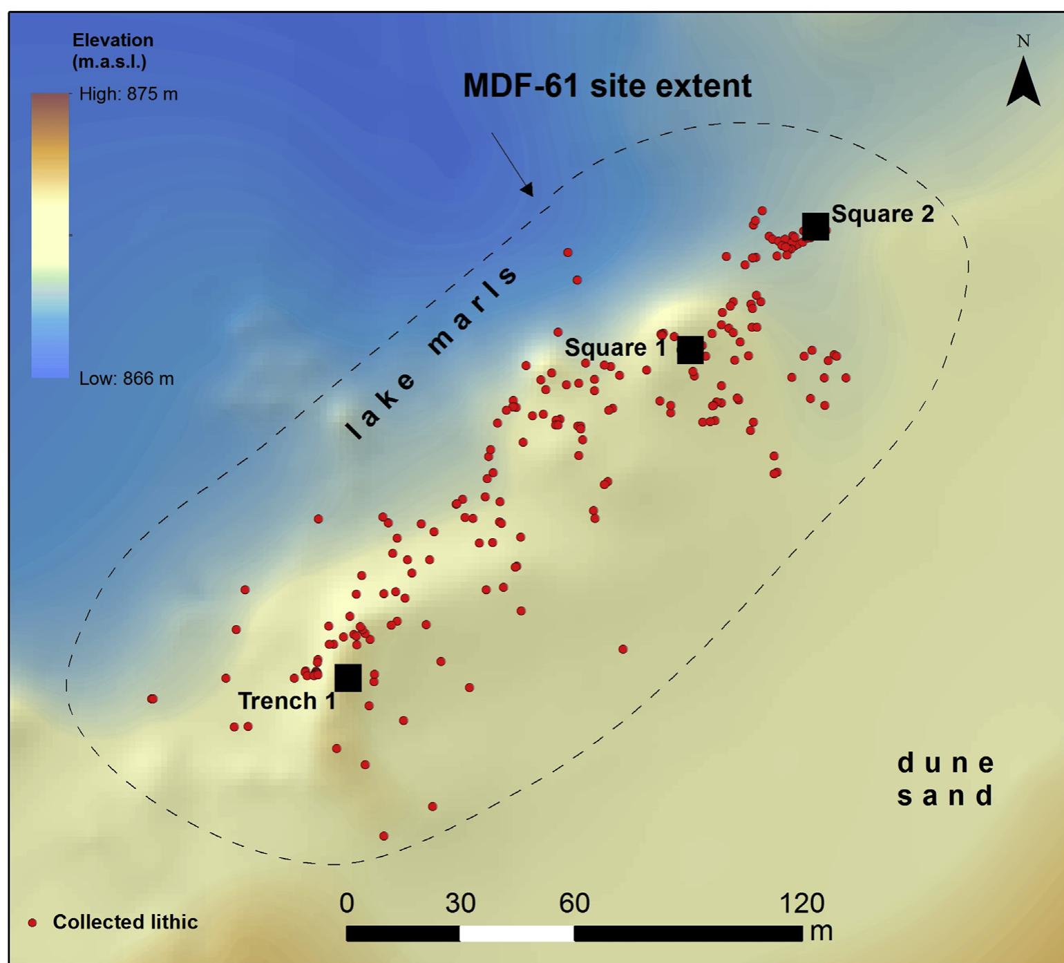 ‘ig. 4. topographic map of the mdf-61 site, showing the