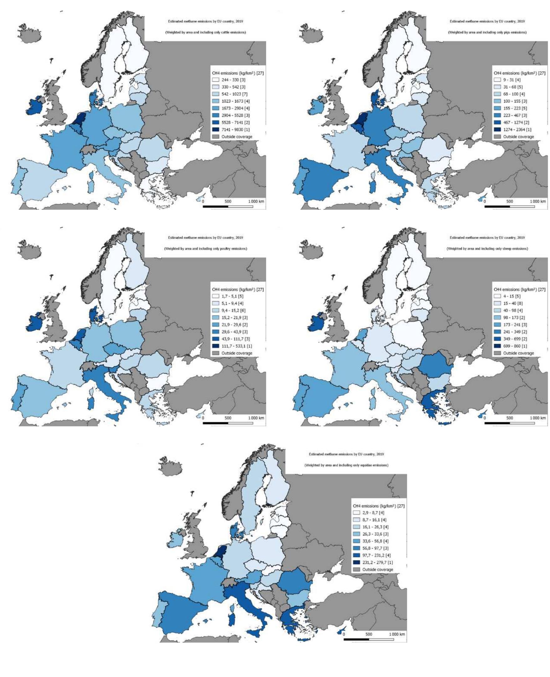 Map a10.3: map of estimated methane emissions by eu country