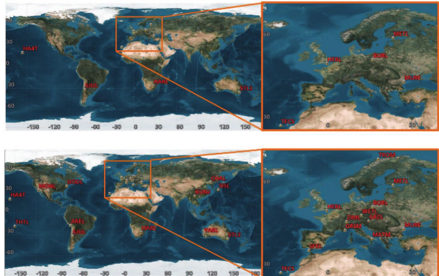 Upper graph: map of the large extended (lxn) network. the