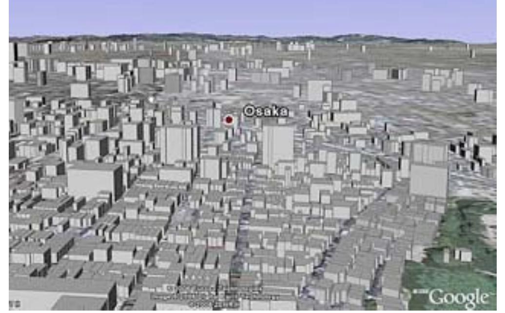 First-gen 3d buildings in osaka, j apan on google earth.